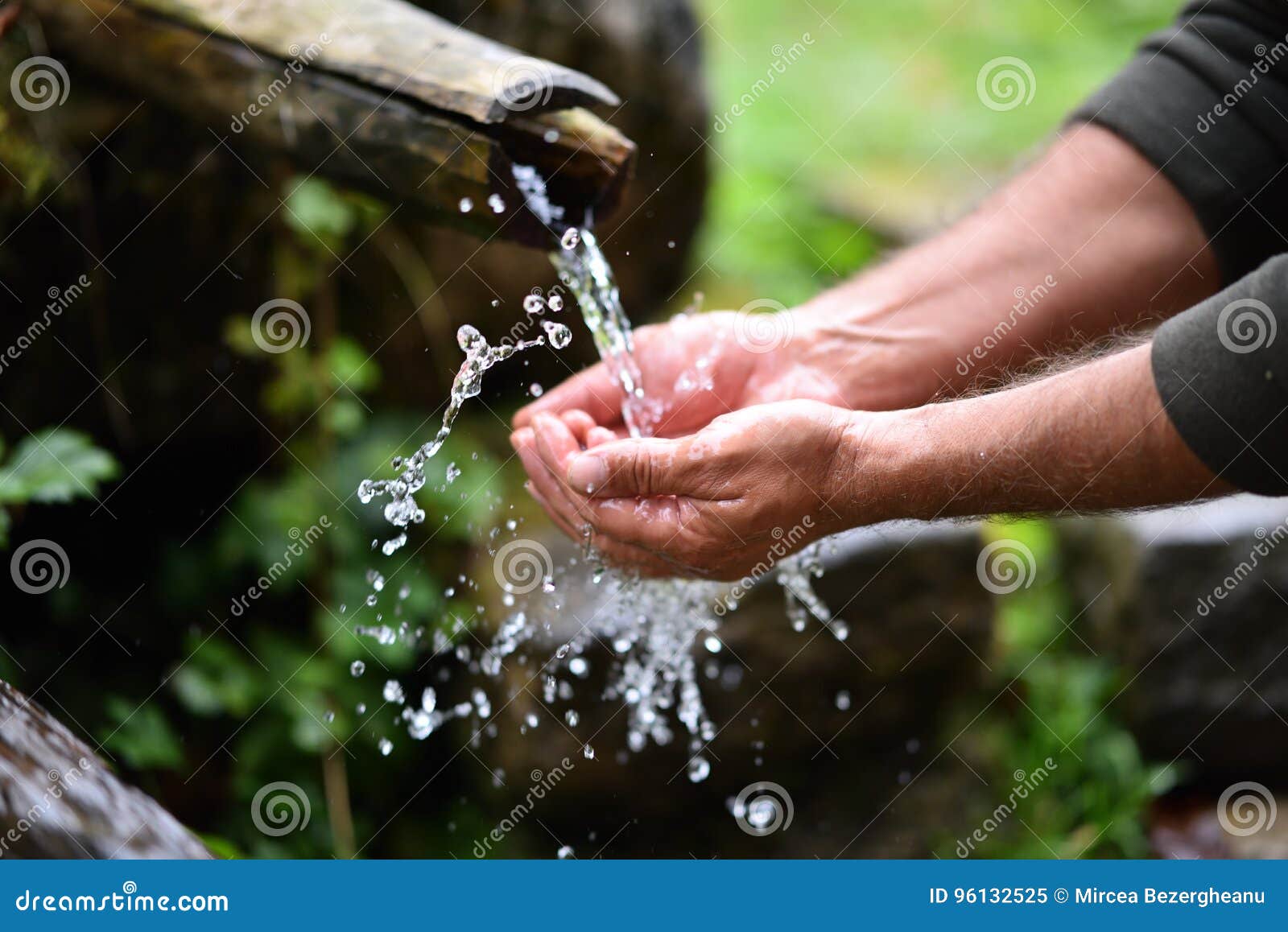 Man Washing Hands in Fresh, Cold, Potable Water Stock Image - Image of ...