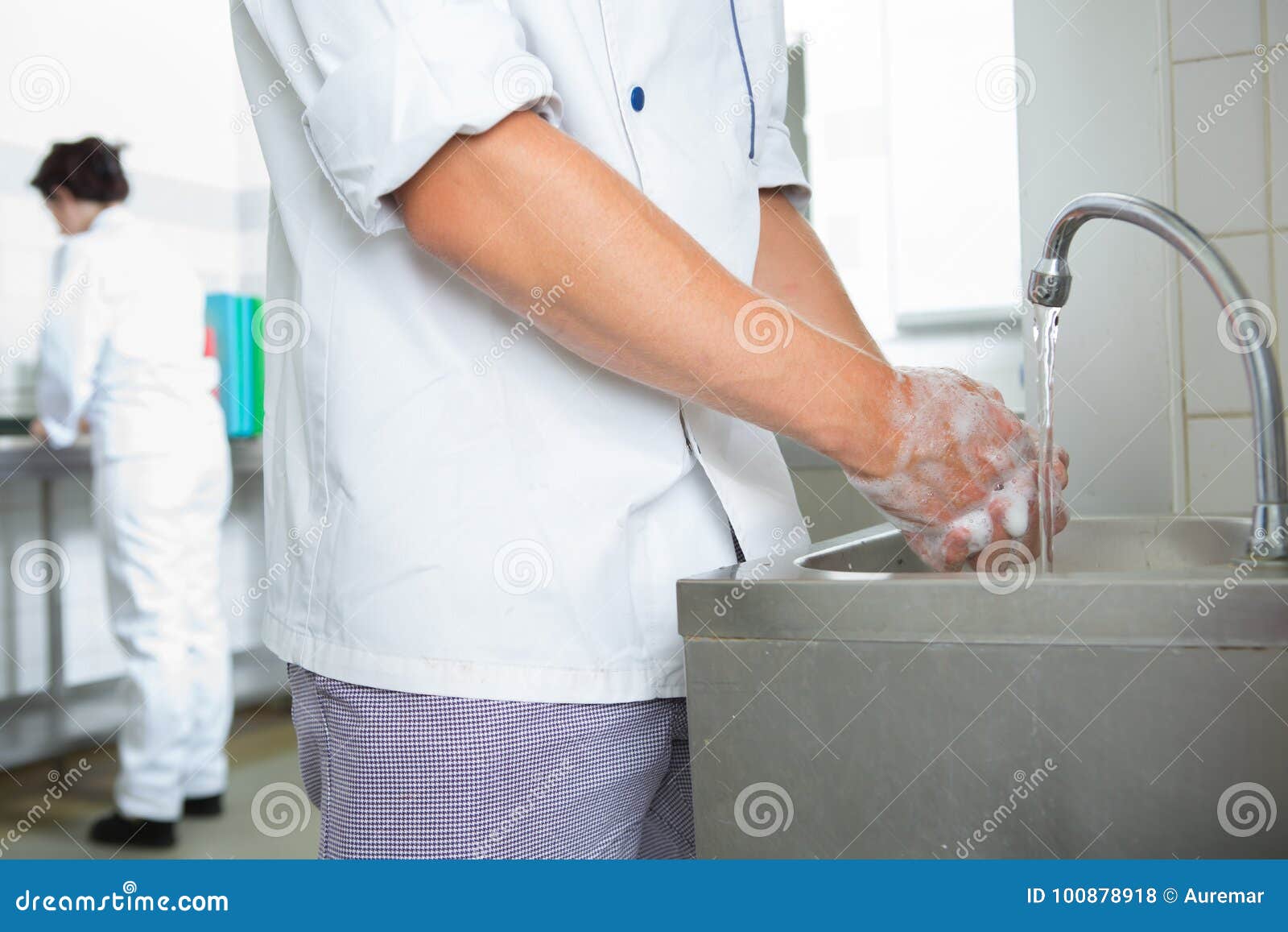 Man Washing Hands in Kitchen Stock Photo - Image of hygiene, personal ...