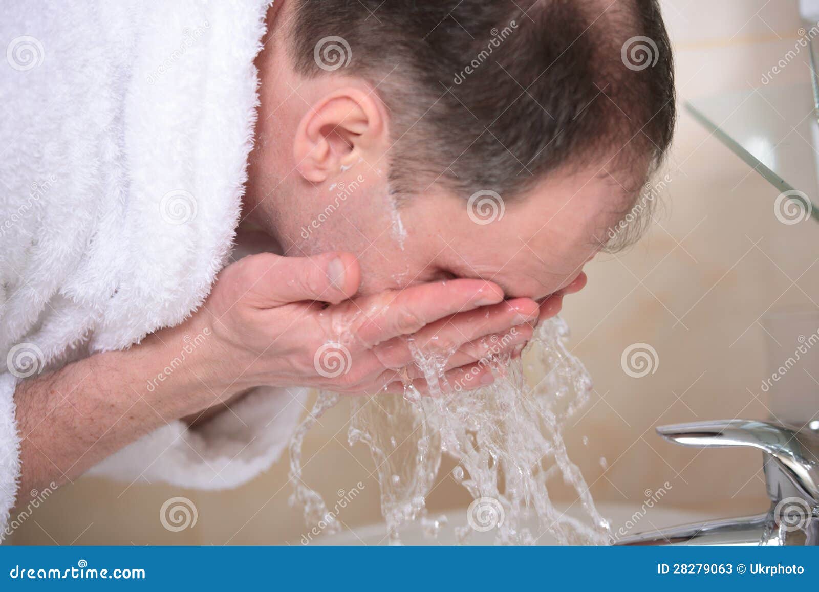 Man washing his face stock image. Image of mature, routine - 28279063