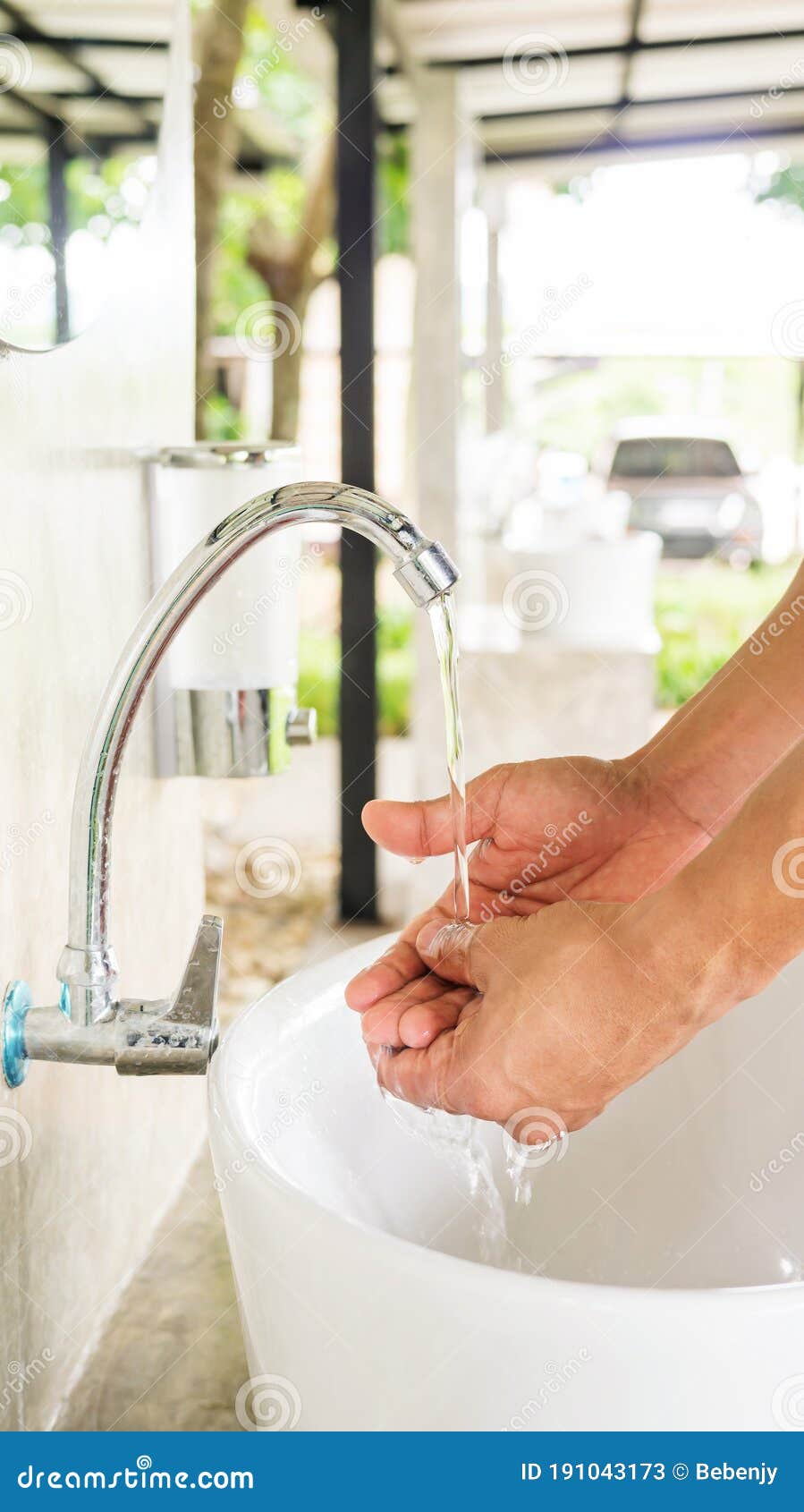 Man Washing His Hands in the Basin Stock Image - Image of modern, drink ...