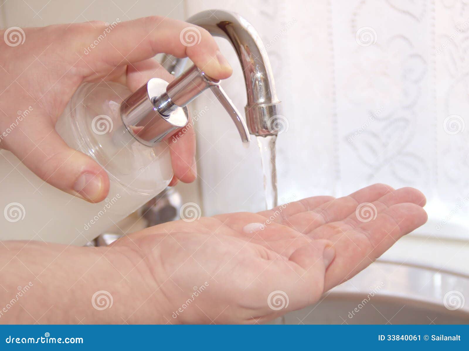 Man is Washing His Hands with Liquid Hand Wash Stock Image - Image of ...