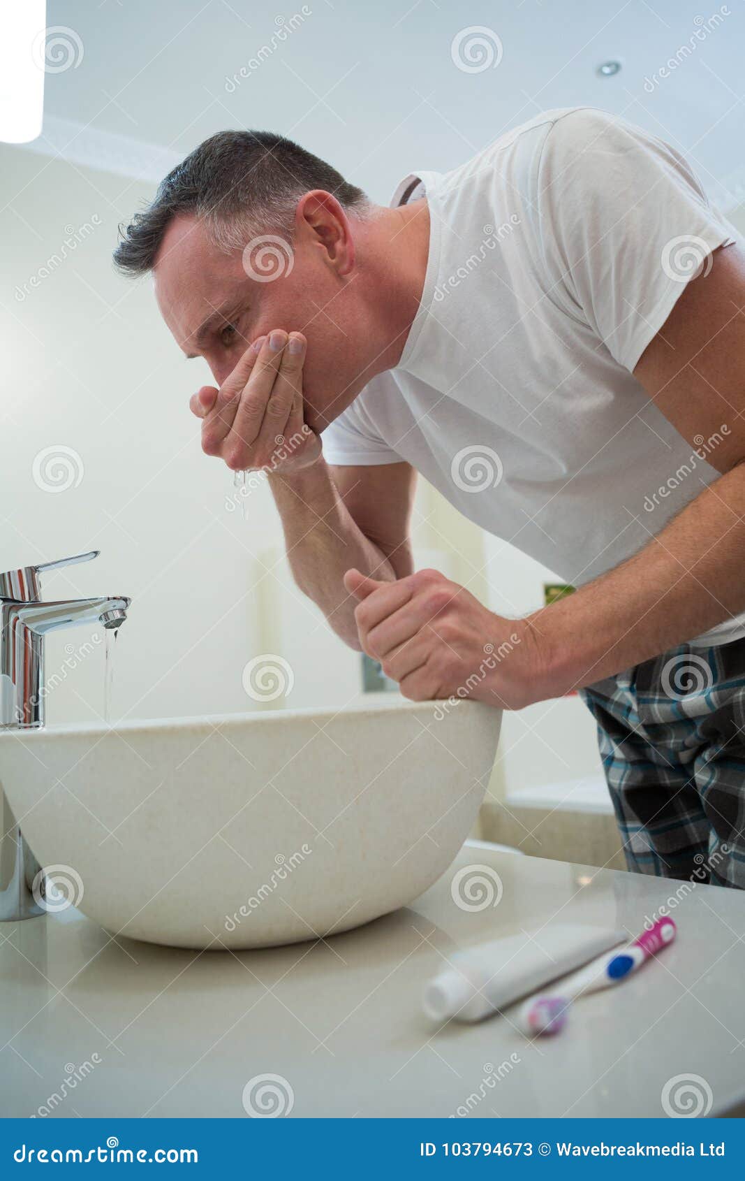 Man Washing His Mouth with Water Stock Image - Image of caucasian ...