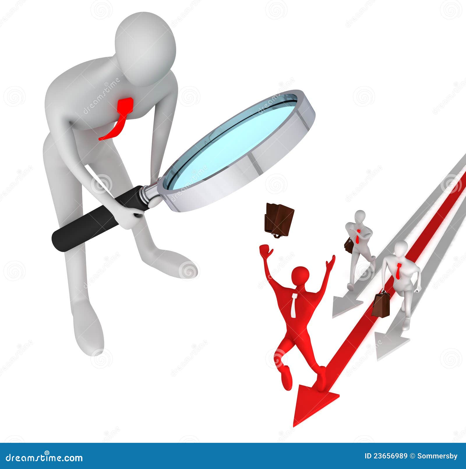 Man Watch on Man on Red Arrow and His Competitors Stock Illustration ...