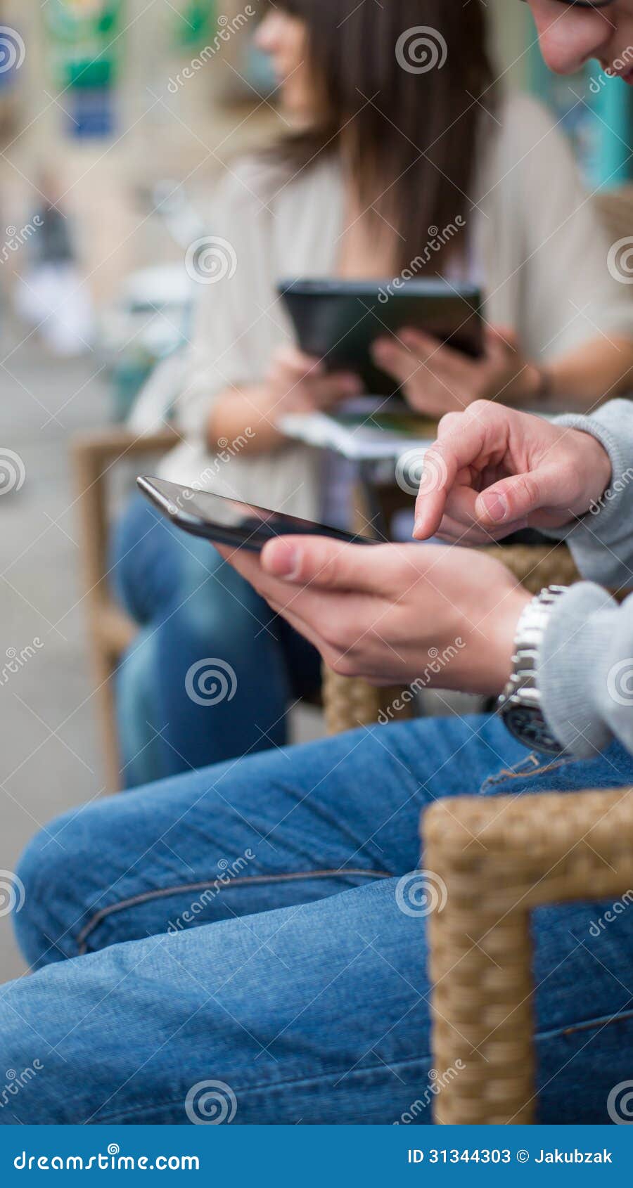 Man with Watch Using Smartphone, Close-up. Stock Image - Image of ...
