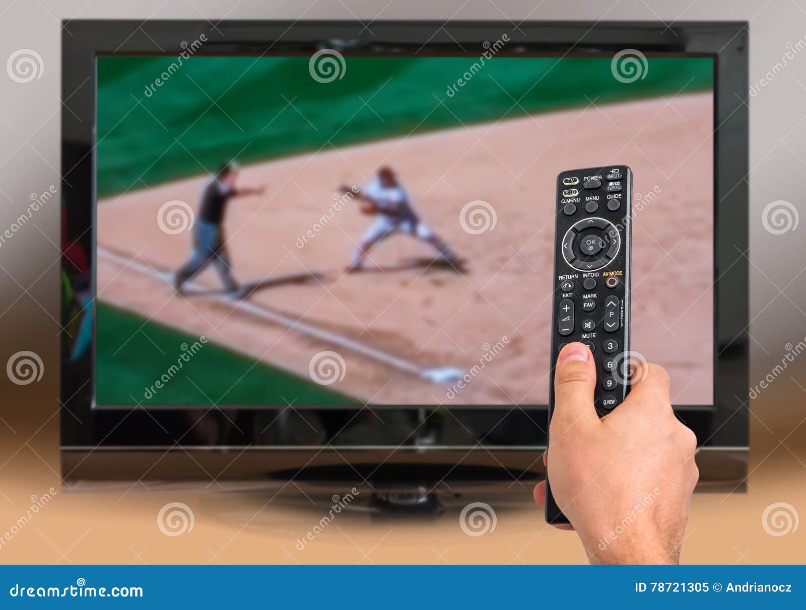 Man is Watching Baseball Match on TV Stock Image - Image of television ...