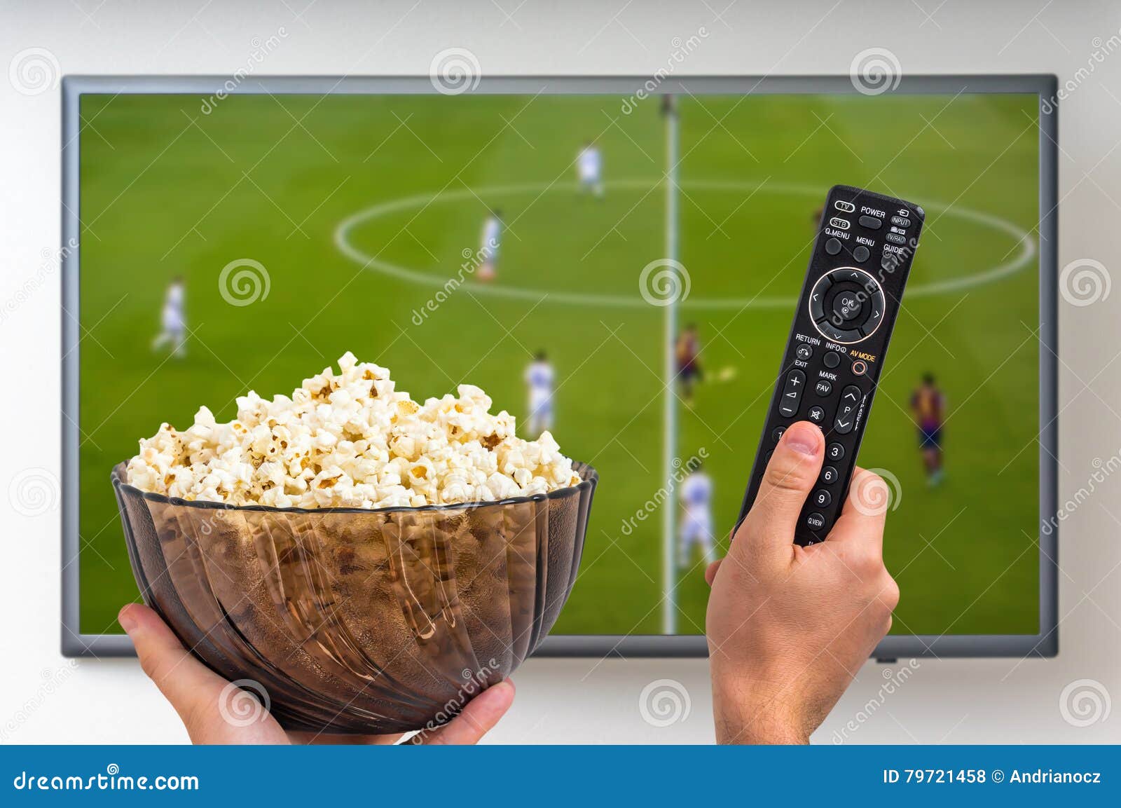 Man is Watching Football Match on TV Stock Photo - Image of change ...