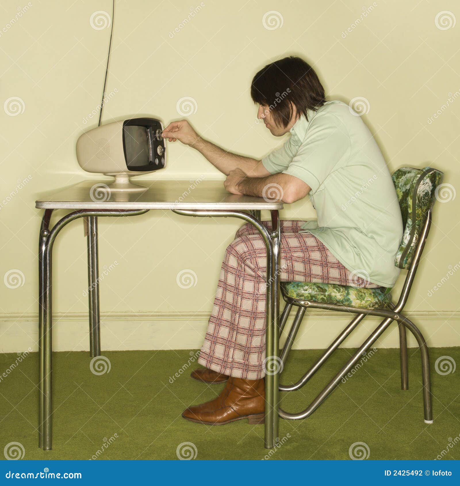 Man Watching Old Television. Stock Photo - Image of body, 1960s: 2425492
