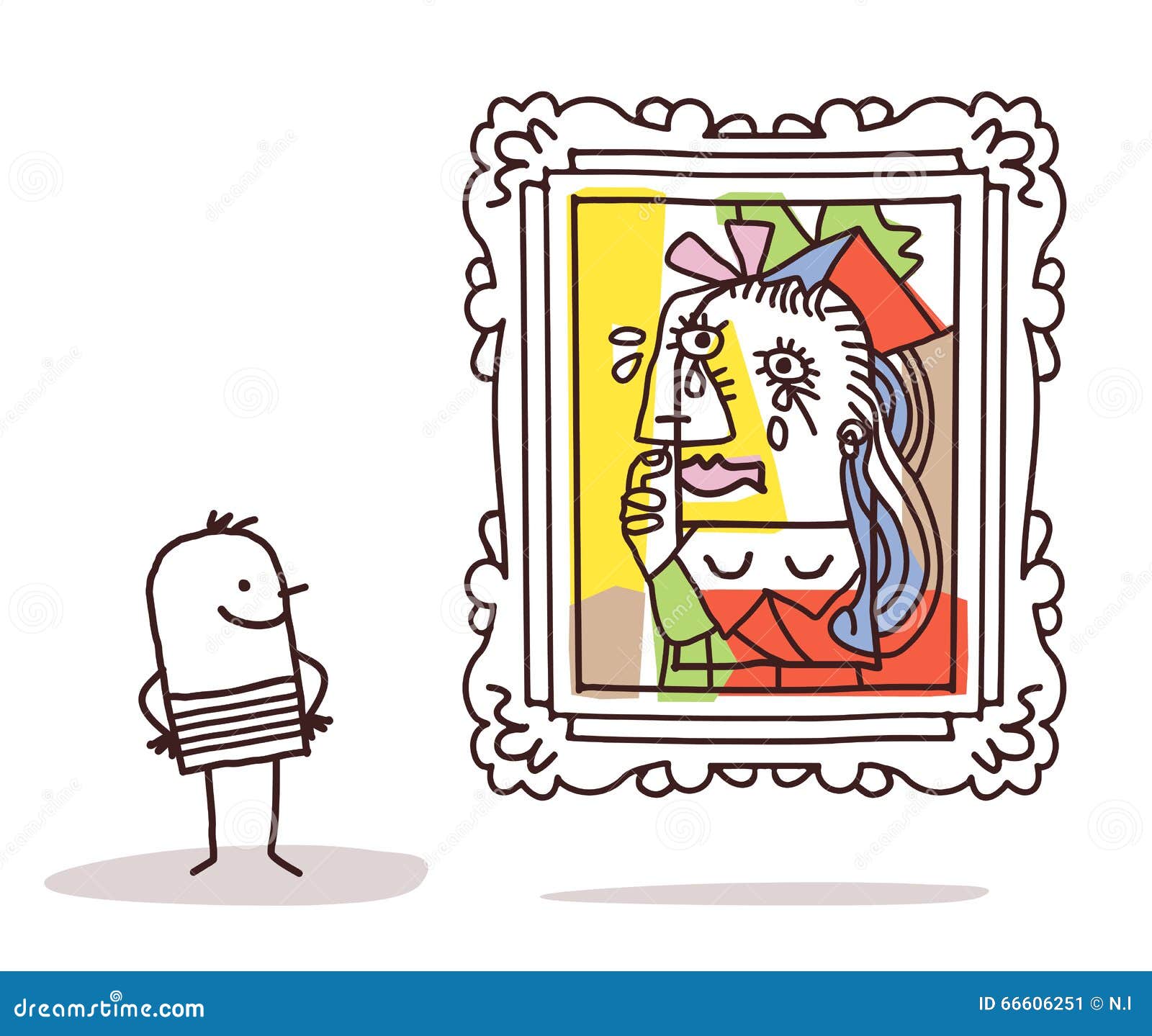 Man Watching a Pablo Imitation Stock Vector - Illustration of drawing ...