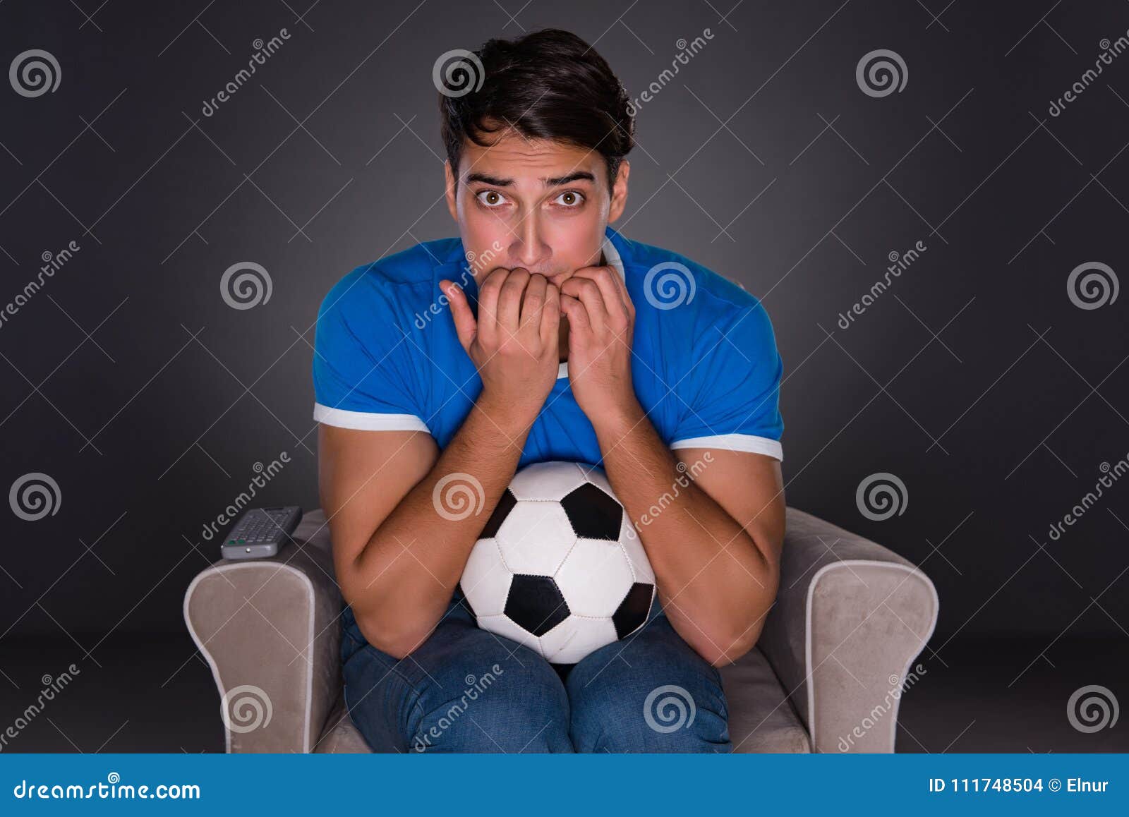 The Man Watching Sports on Gray Background Stock Photo - Image of ...