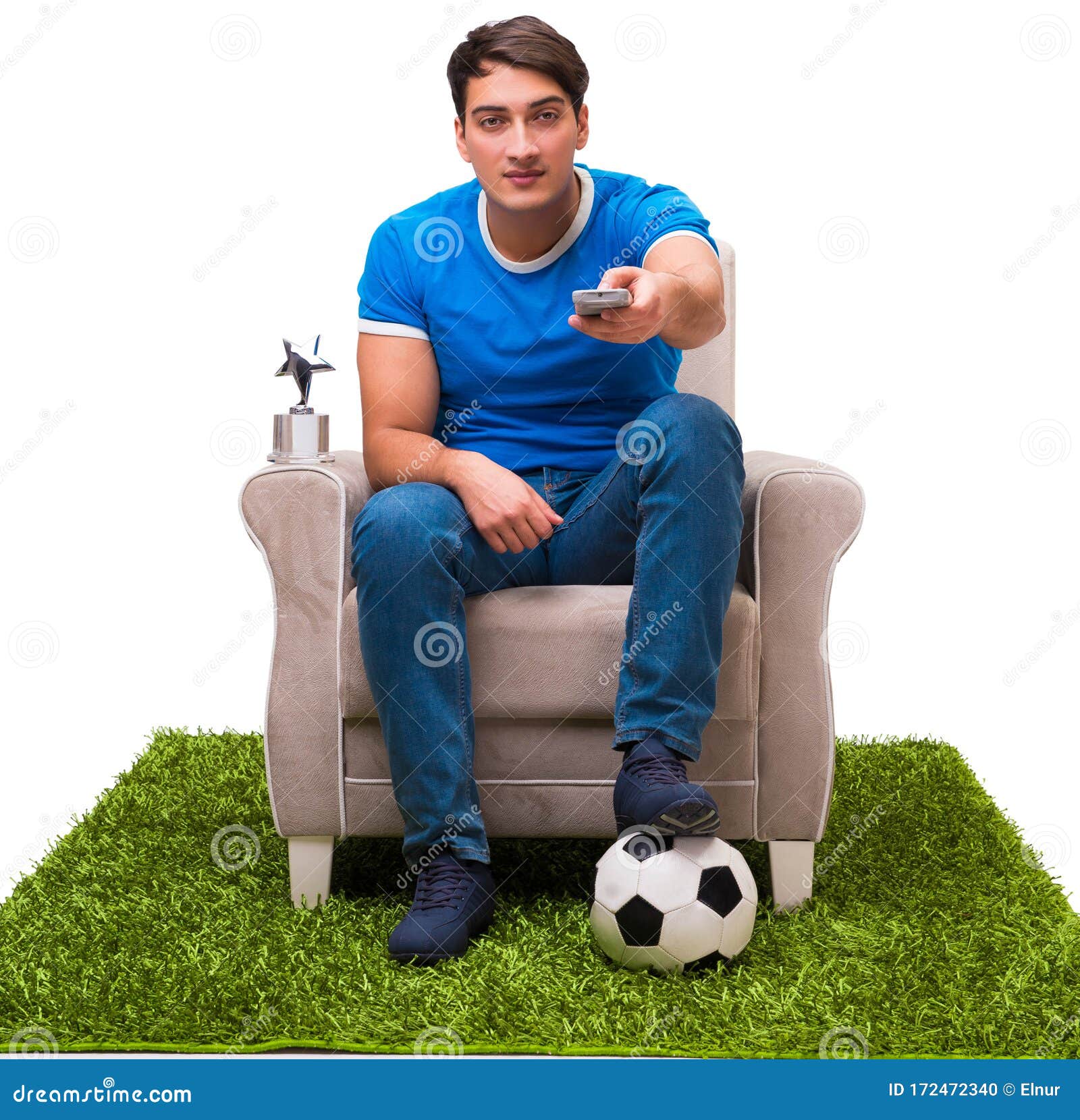 Man Watching Sports Isolated on White Background Stock Photo - Image of ...