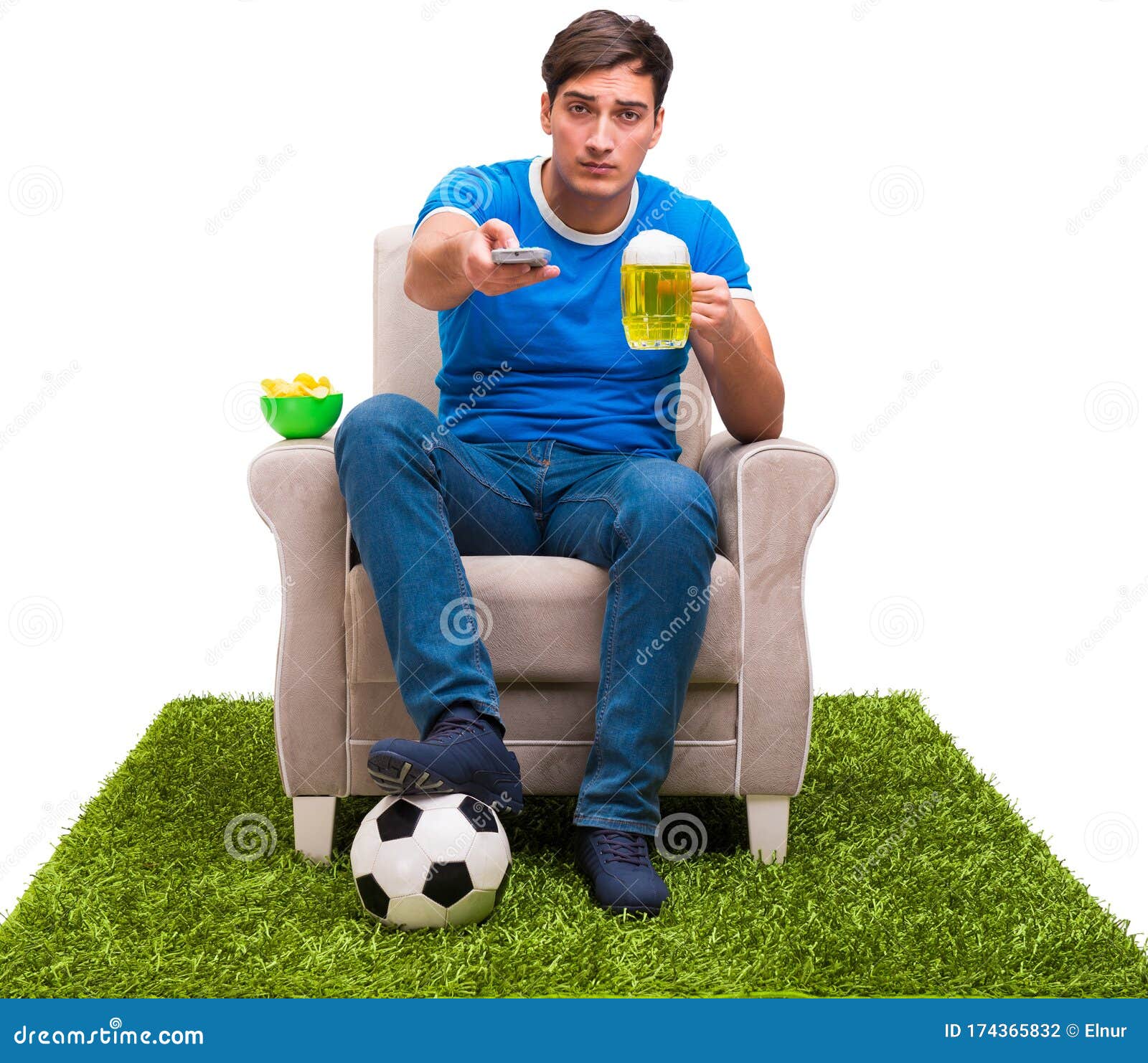 Man Watching Sports Isolated on White Background Stock Photo - Image of ...