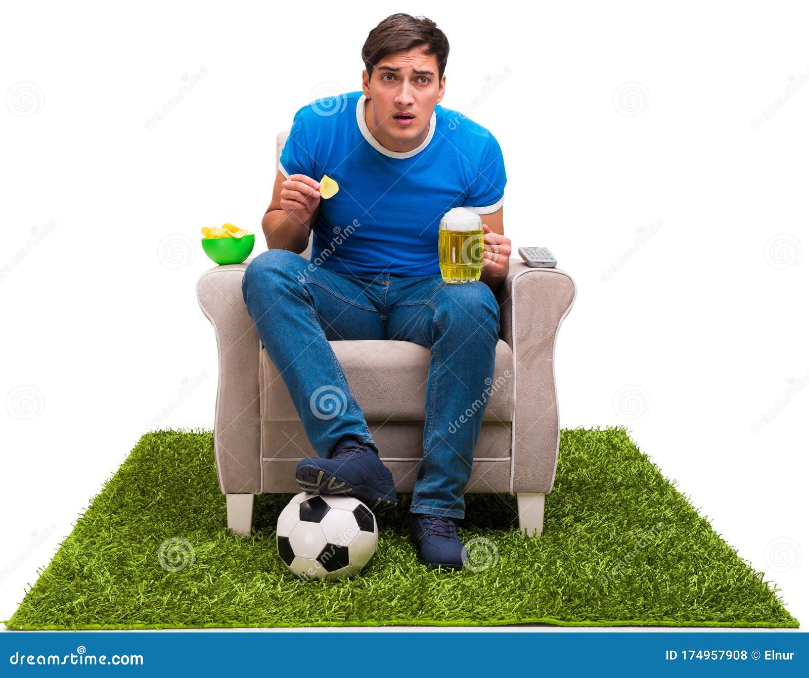 Man Watching Sports Isolated on White Background Stock Photo - Image of ...