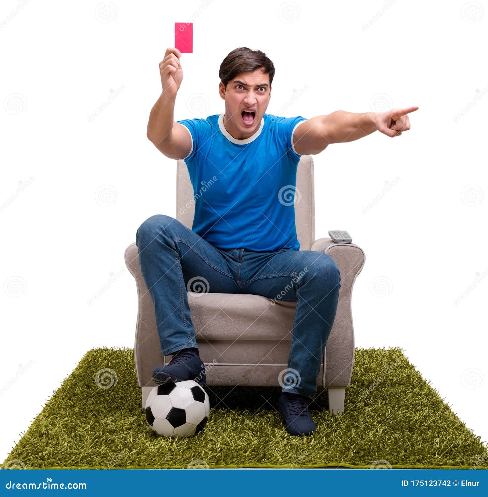 Man Watching Sports Isolated on White Background Stock Photo - Image of ...
