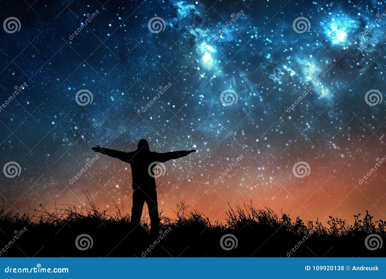 Man watching the stars stock photo. Image of looking - 109920138