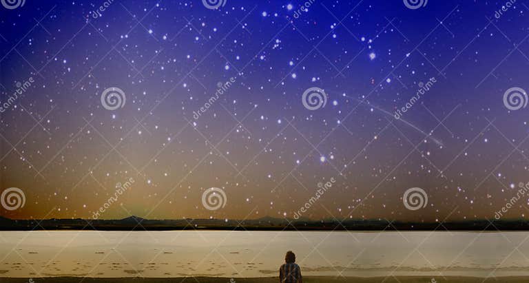 A Man Watching the Stars in the Sky Stock Photo - Image of caucasian ...