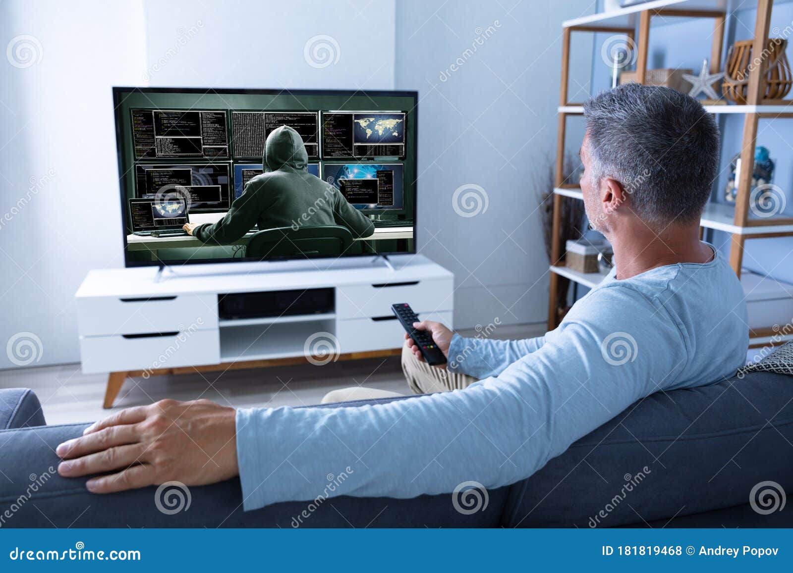 Man Watching Television stock photo. Image of senior - 181819468
