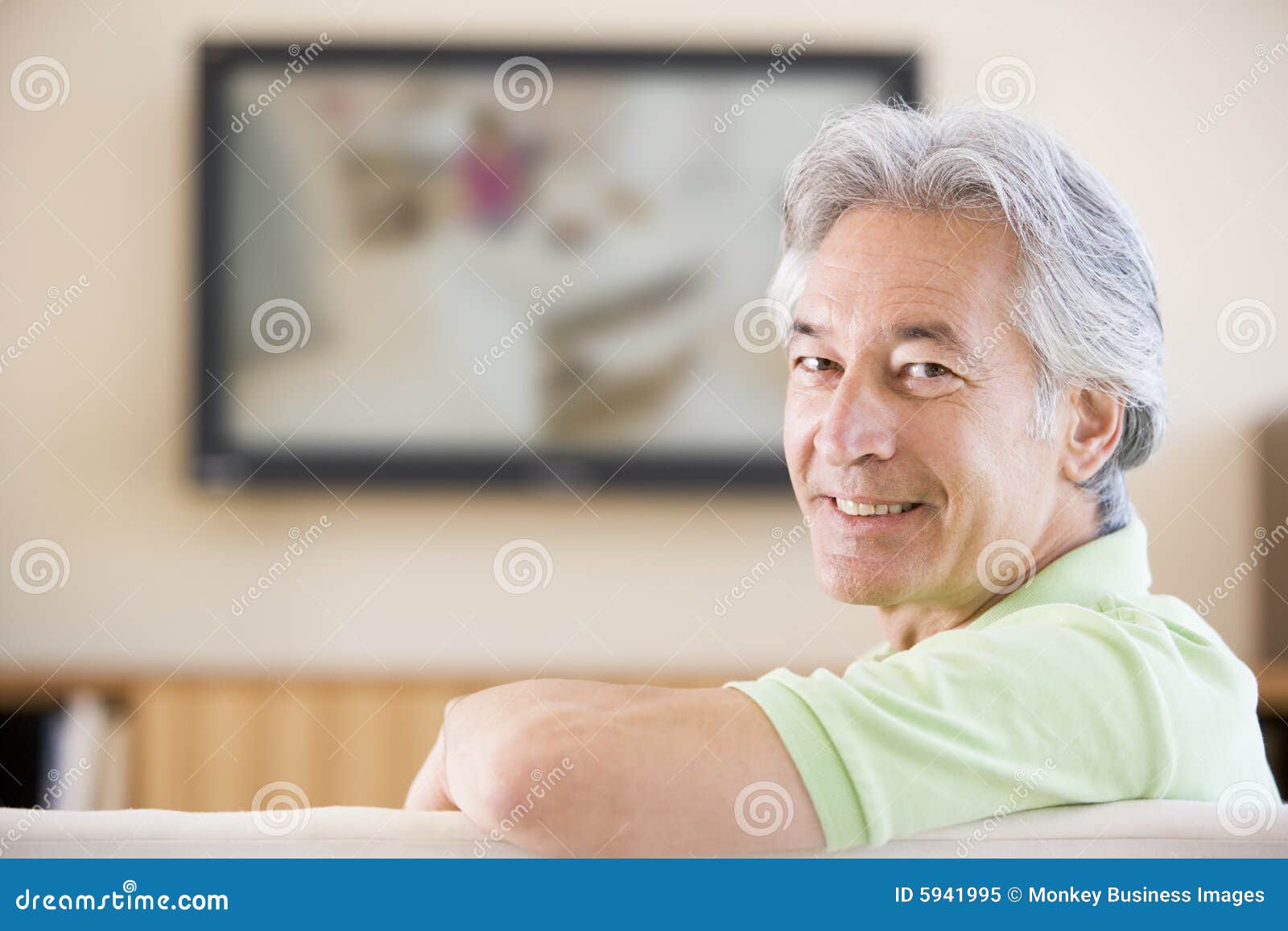 Man Watching Television Smiling Stock Image - Image of camera ...