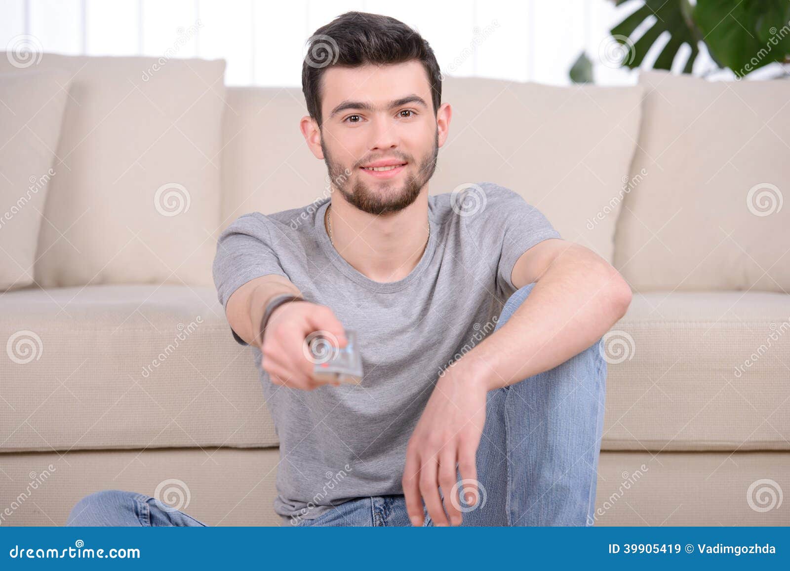 Man watching TV stock image. Image of spectator, white - 39905419