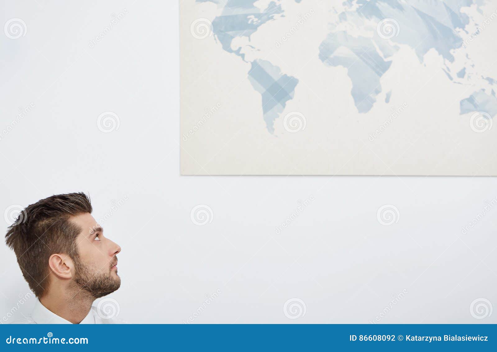 Man watching world map stock photo. Image of copy, worldwide - 86608092