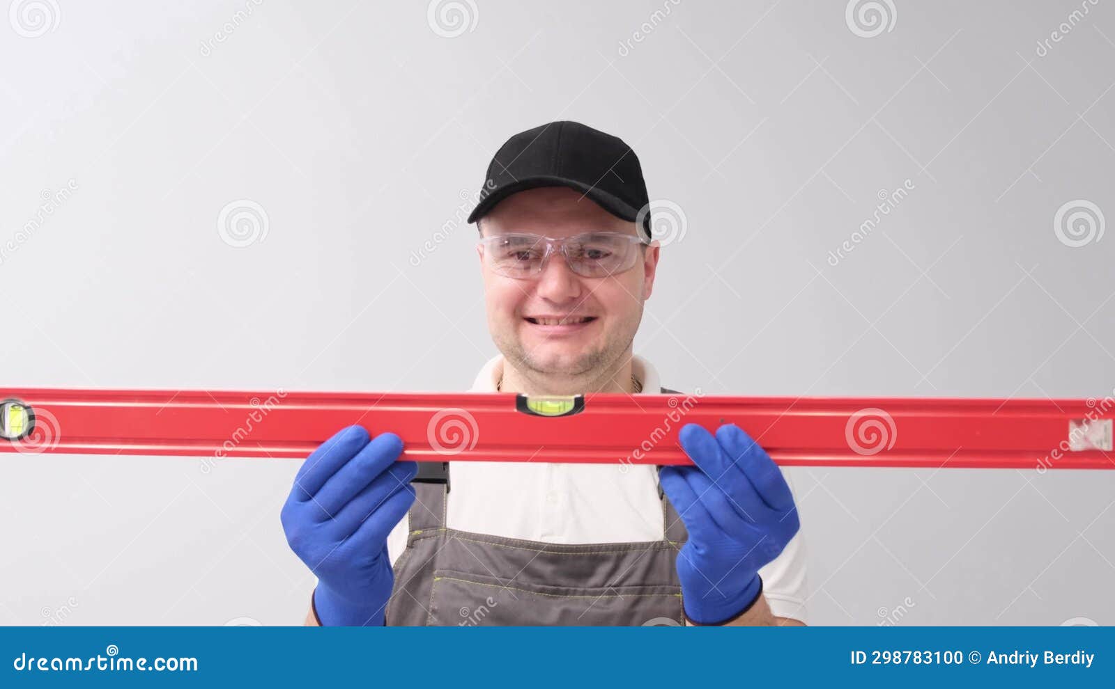 Man with Water Building Level. Construction Tool Stock Footage - Video ...