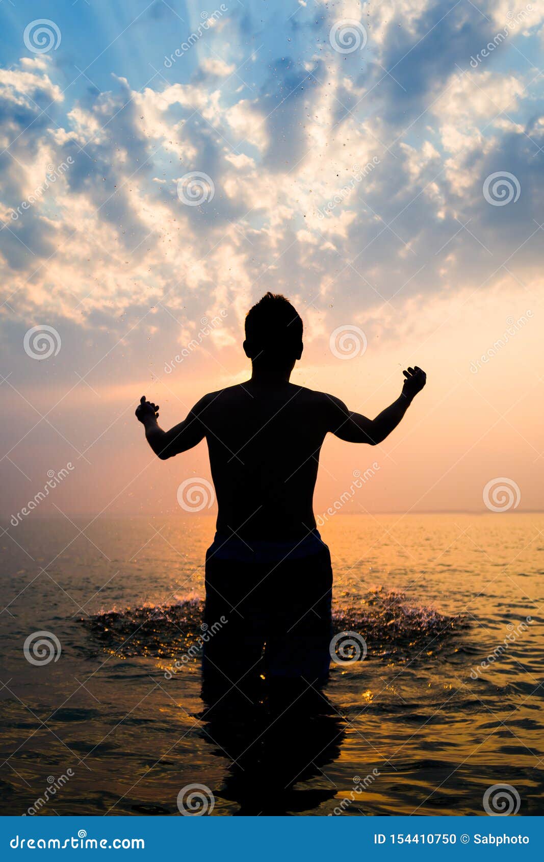 Man in the Water stock photo. Image of person, scenic - 154410750