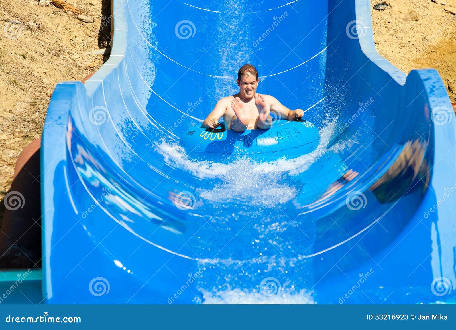 Man at water park stock image. Image of aquapark, motion - 53216923