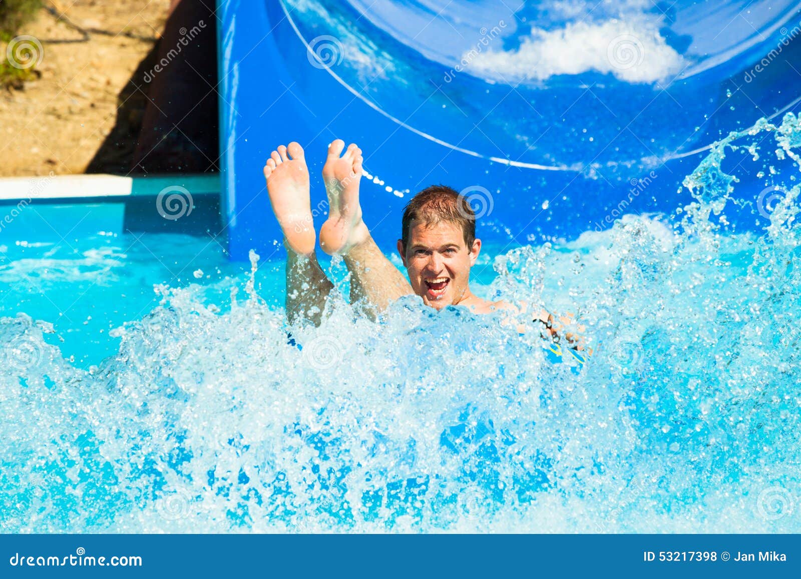 Man at water park stock photo. Image of motion, person - 53217398