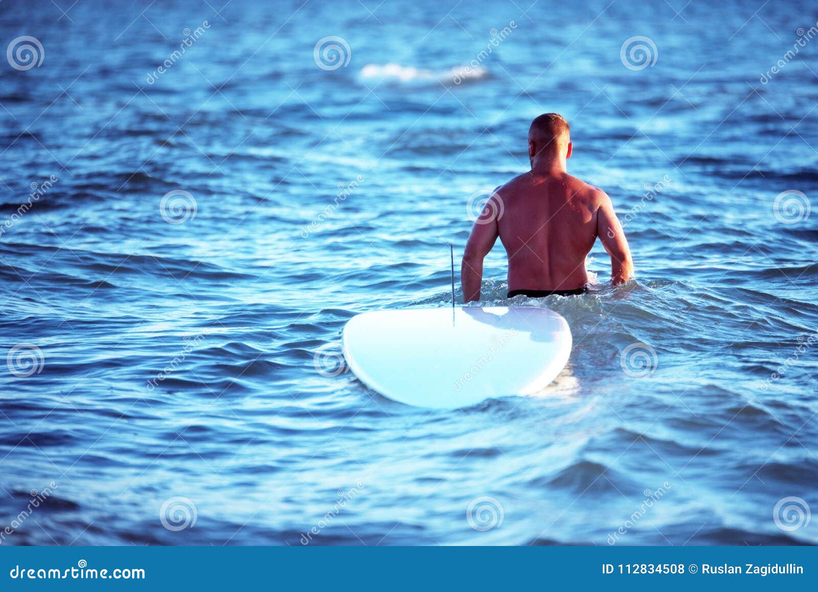 The Man in the Water with SUP Stock Photo - Image of water, surfer ...