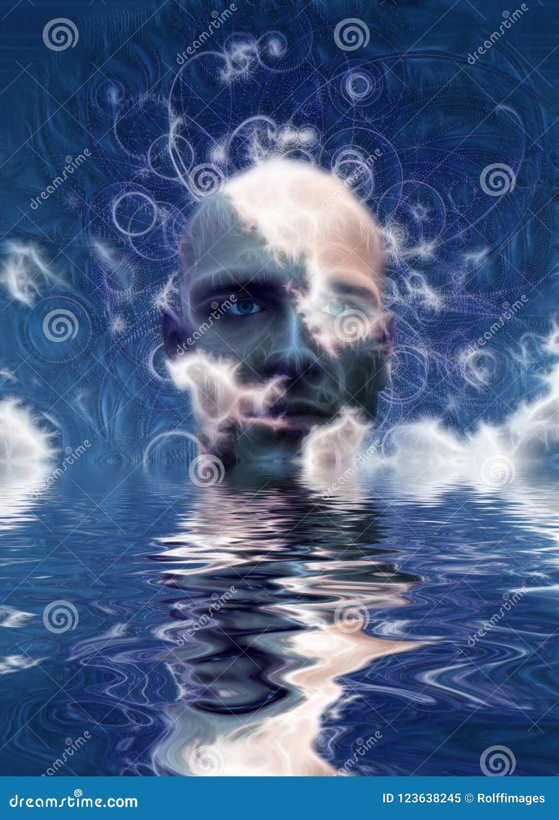 Man in water stock illustration. Illustration of face - 123638245