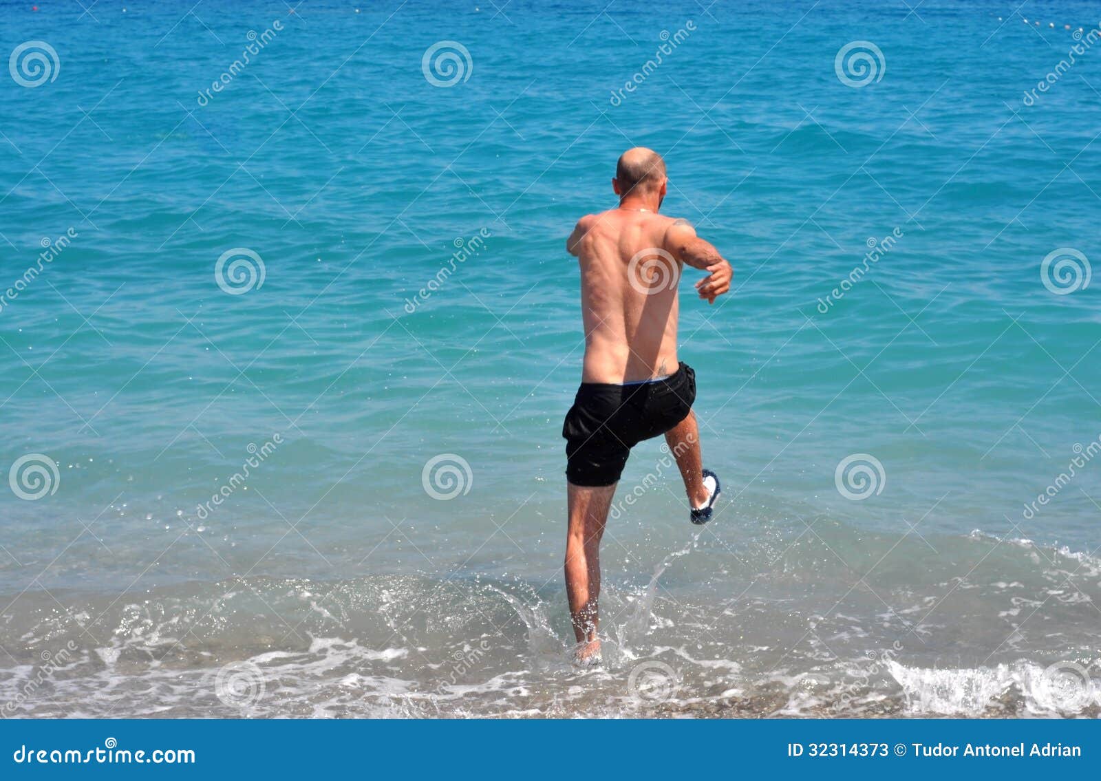 Man into the water stock image. Image of people, mediterranean - 32314373
