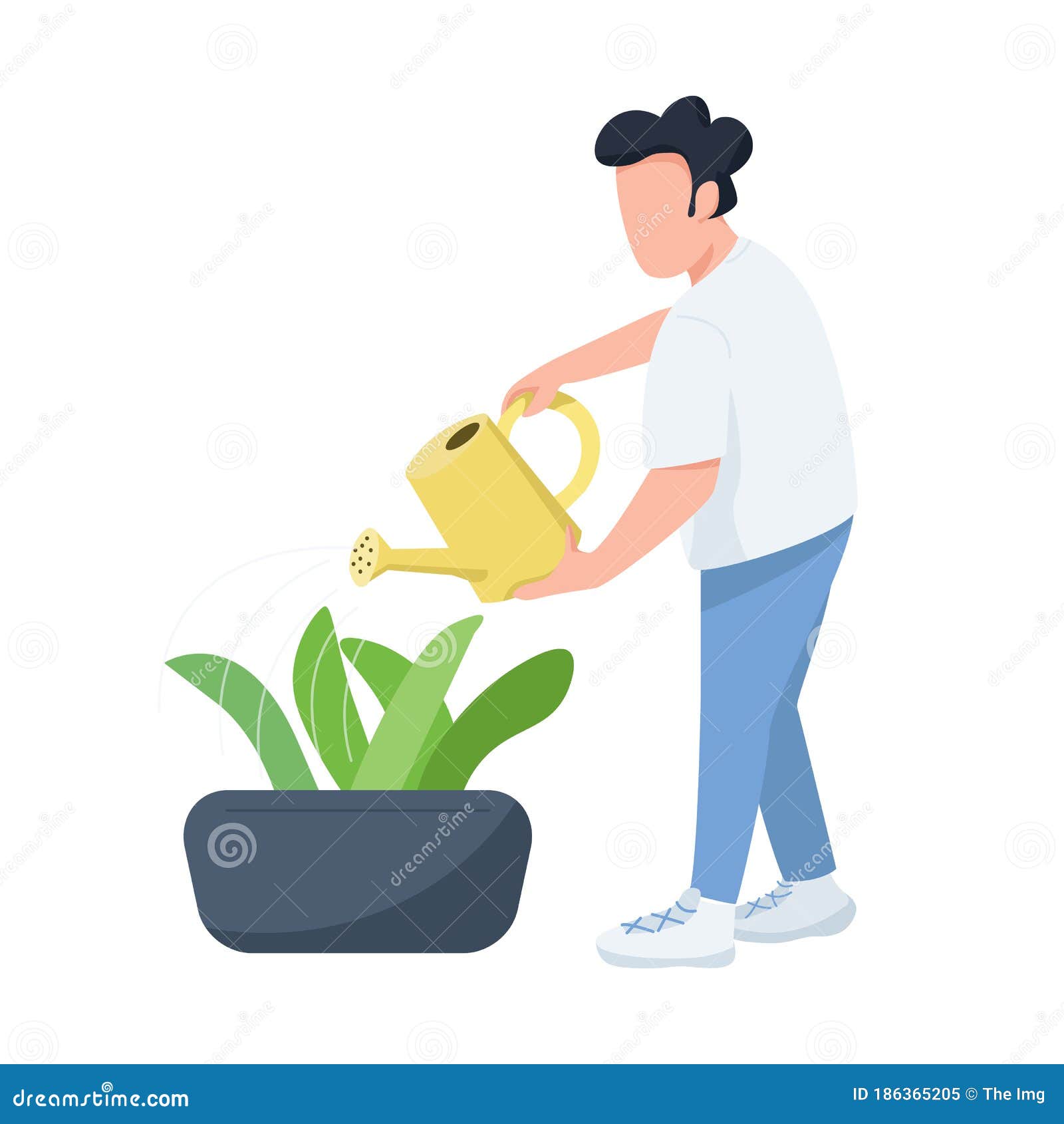 Man With Watering Can Male Gardener Horticulturist Flat Color Vector