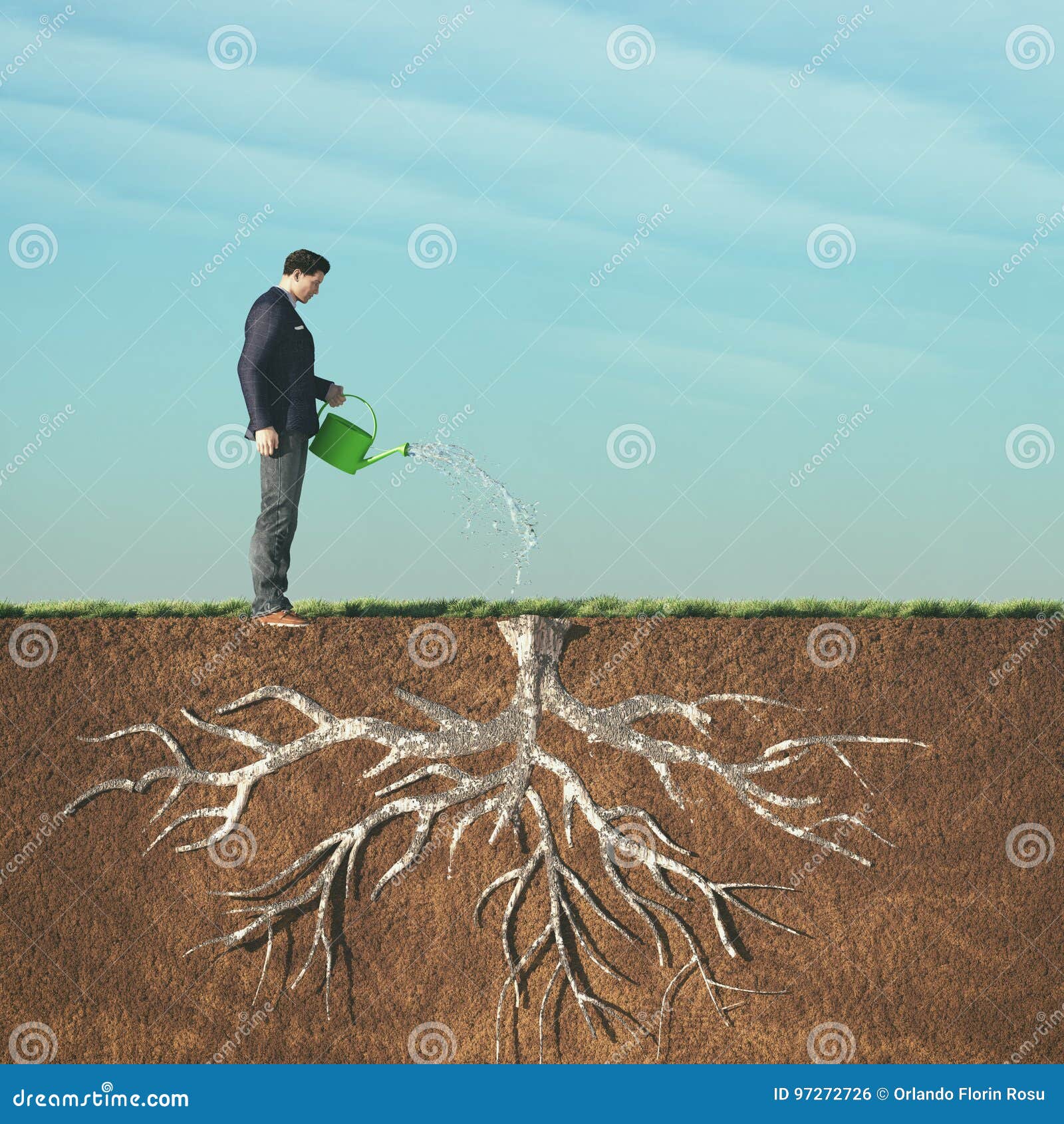 Man watering stock illustration. Illustration of soil - 97272726