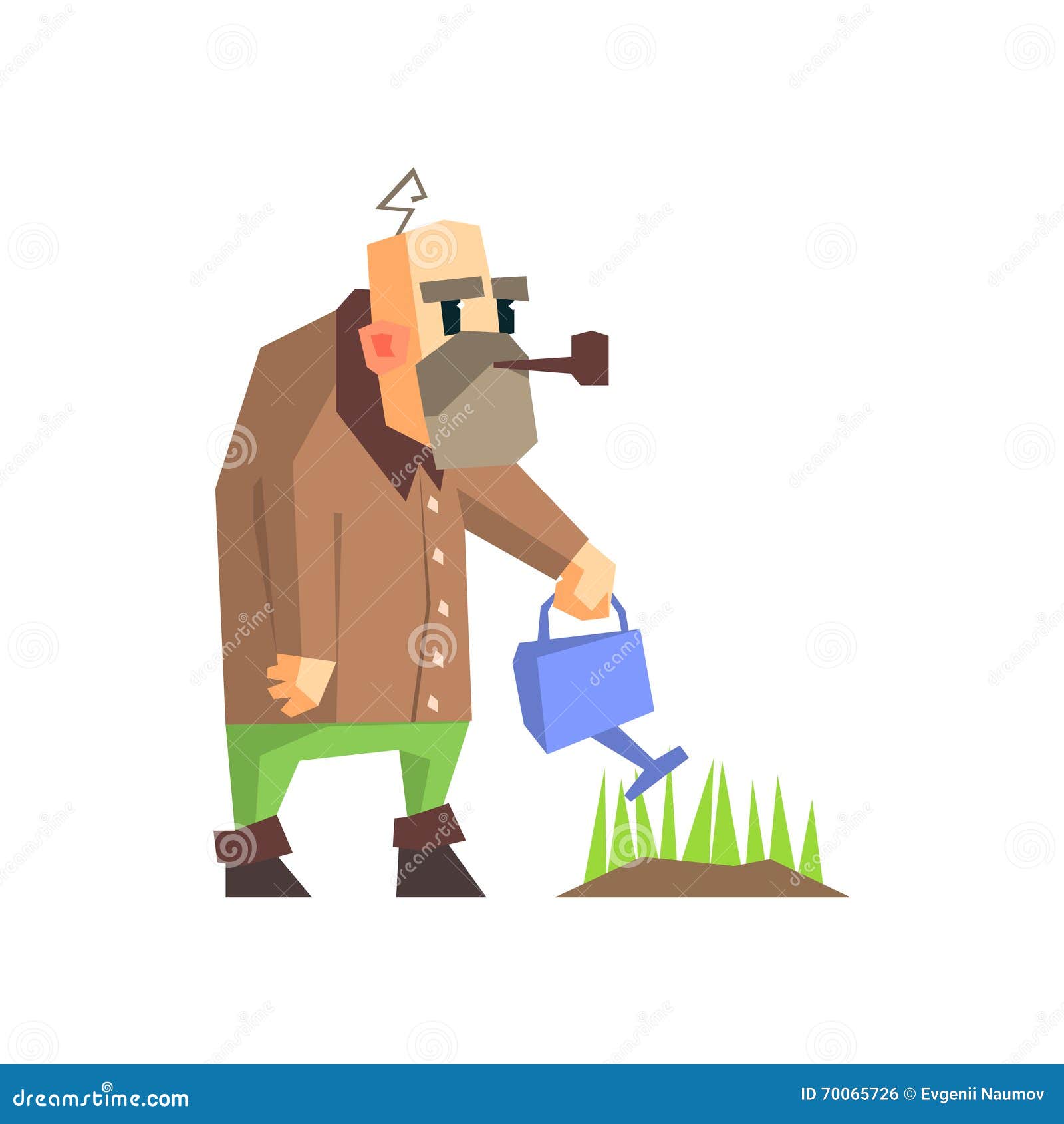 Man Watering the Grass stock vector. Illustration of people - 70065726
