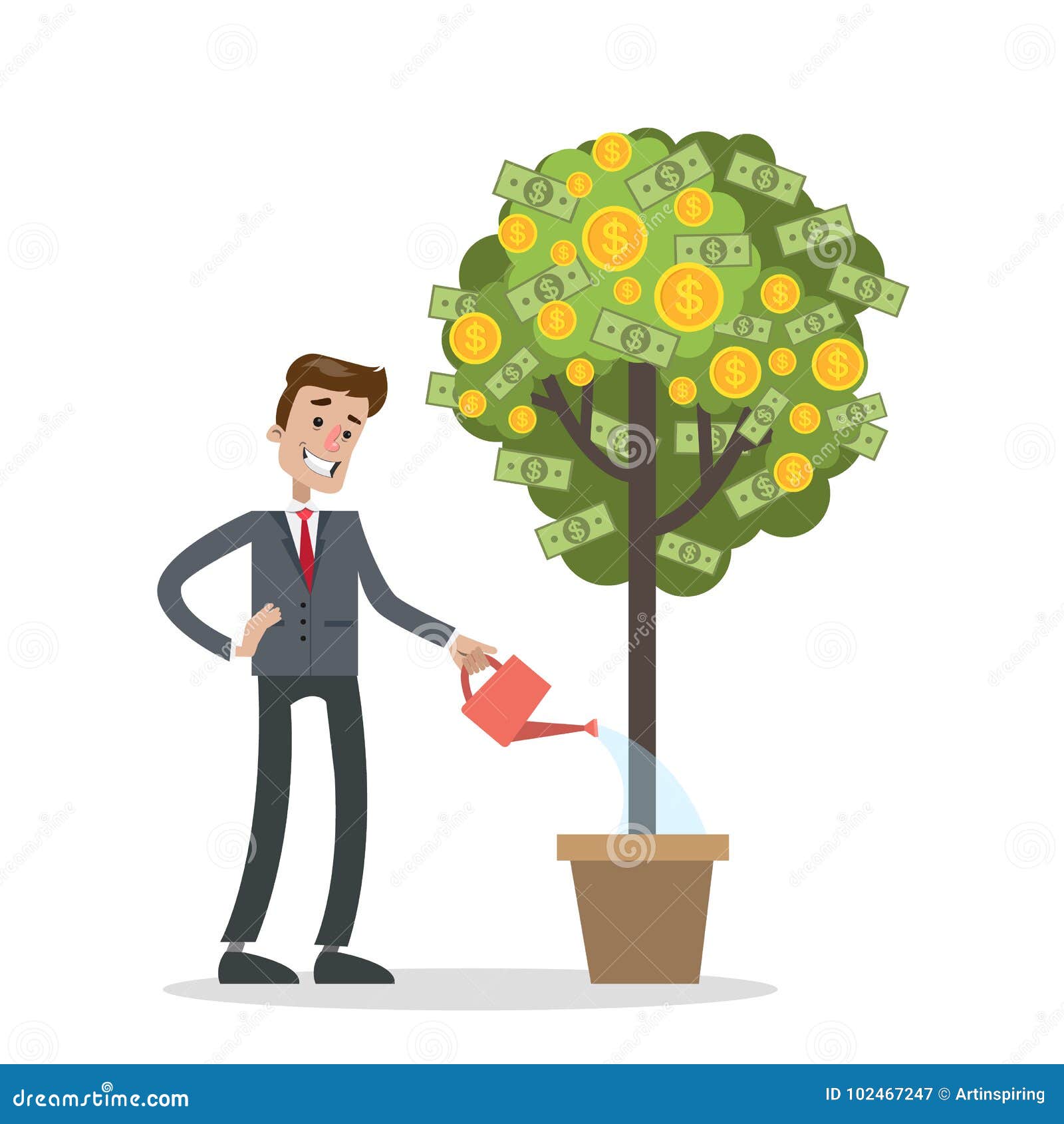 Man with money tree. stock vector. Illustration of abstract - 102467247