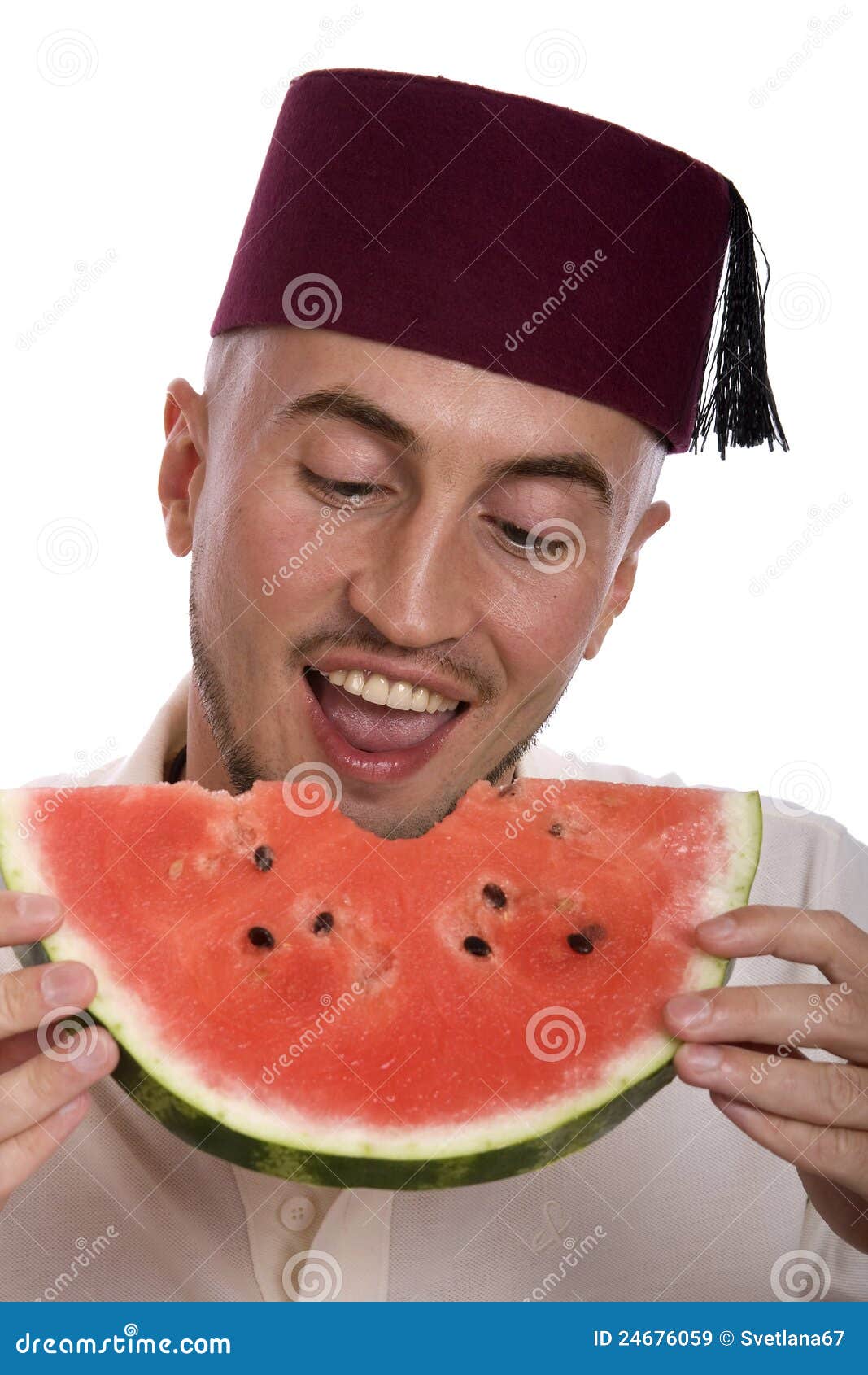 Man with watermelon stock image. Image of isolated, knife - 24676059