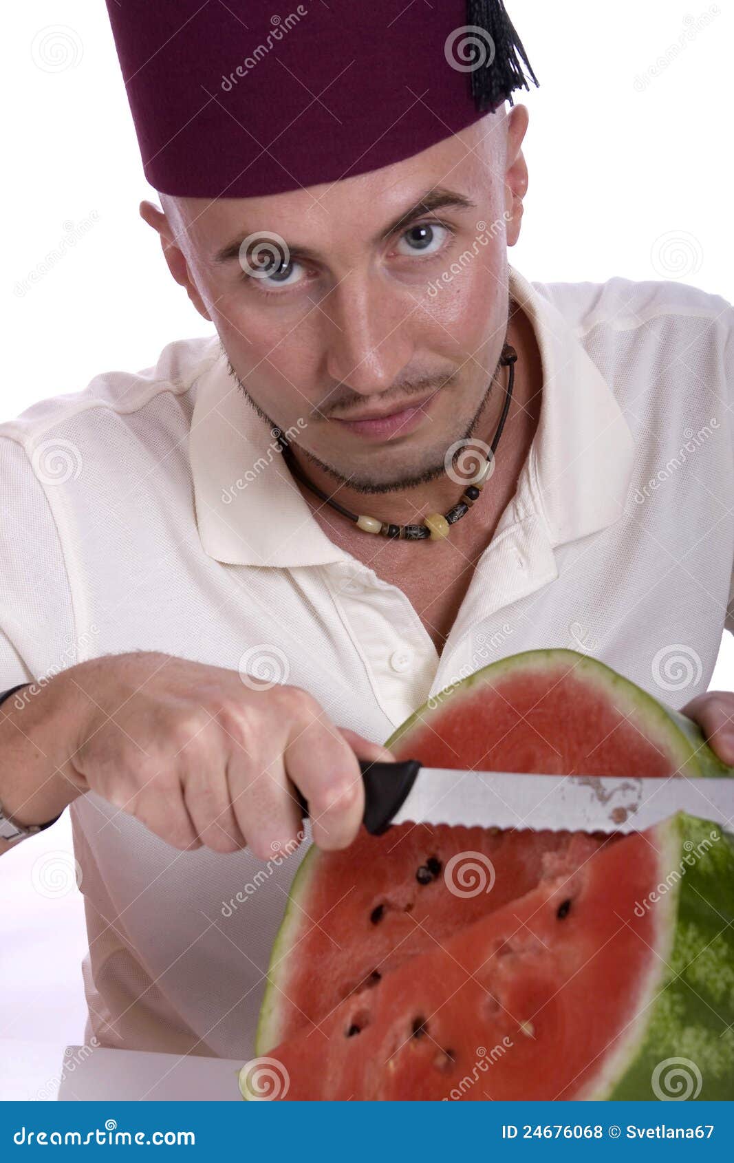 Man with watermelon stock photo. Image of melon, beard - 24676068