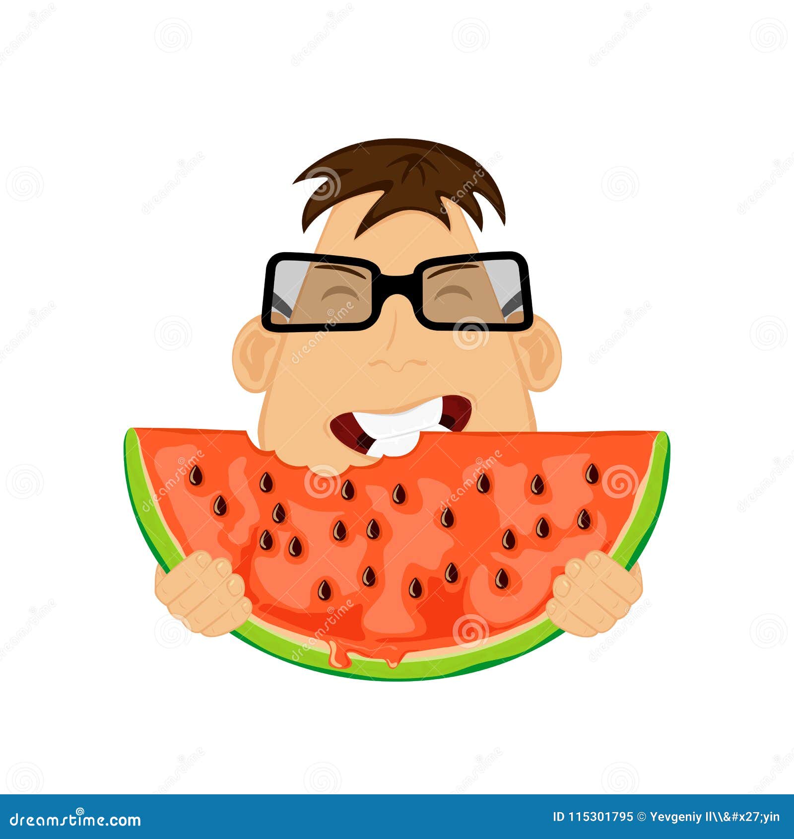 Man with watermelon stock vector. Illustration of hungry - 115301795