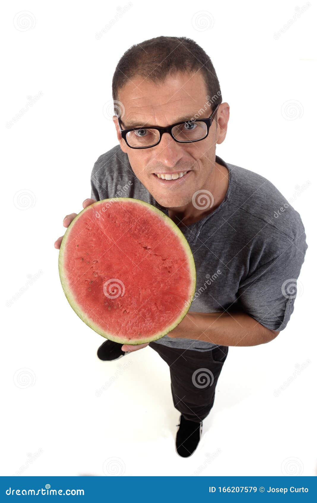 Man with Watermelon on White Background Stock Image - Image of person ...