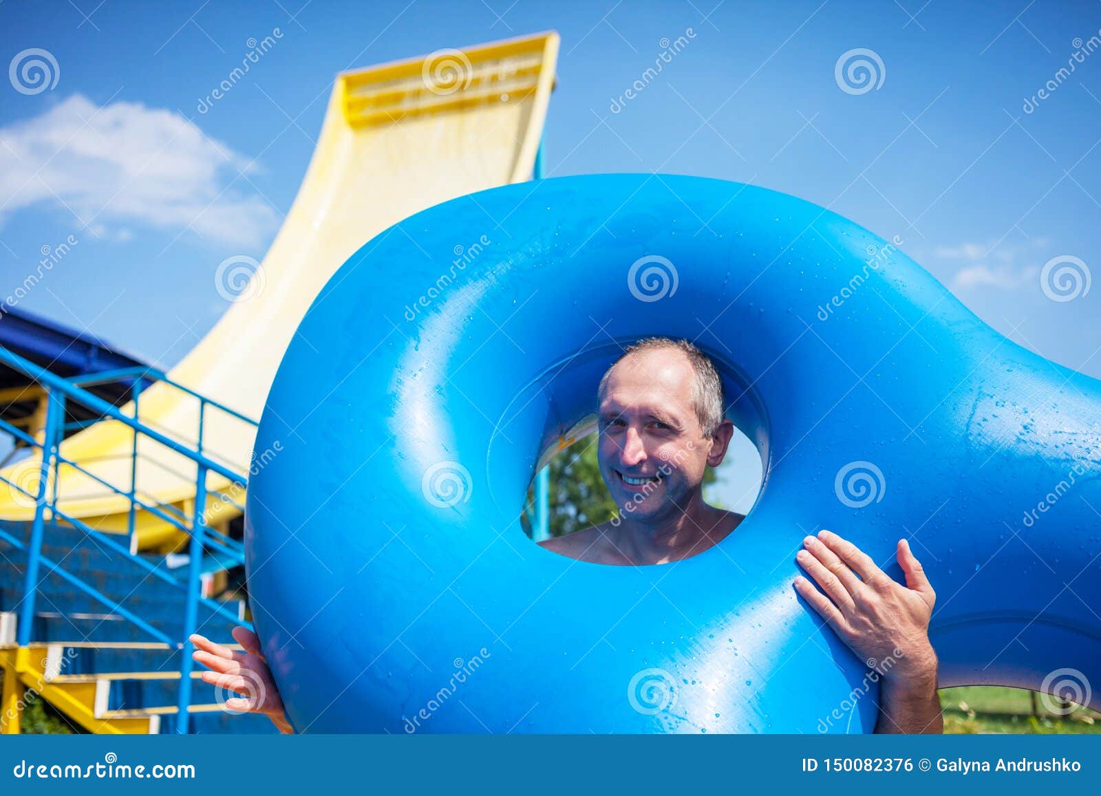 Man in waterpark stock photo. Image of recreation, waterpark - 150082376