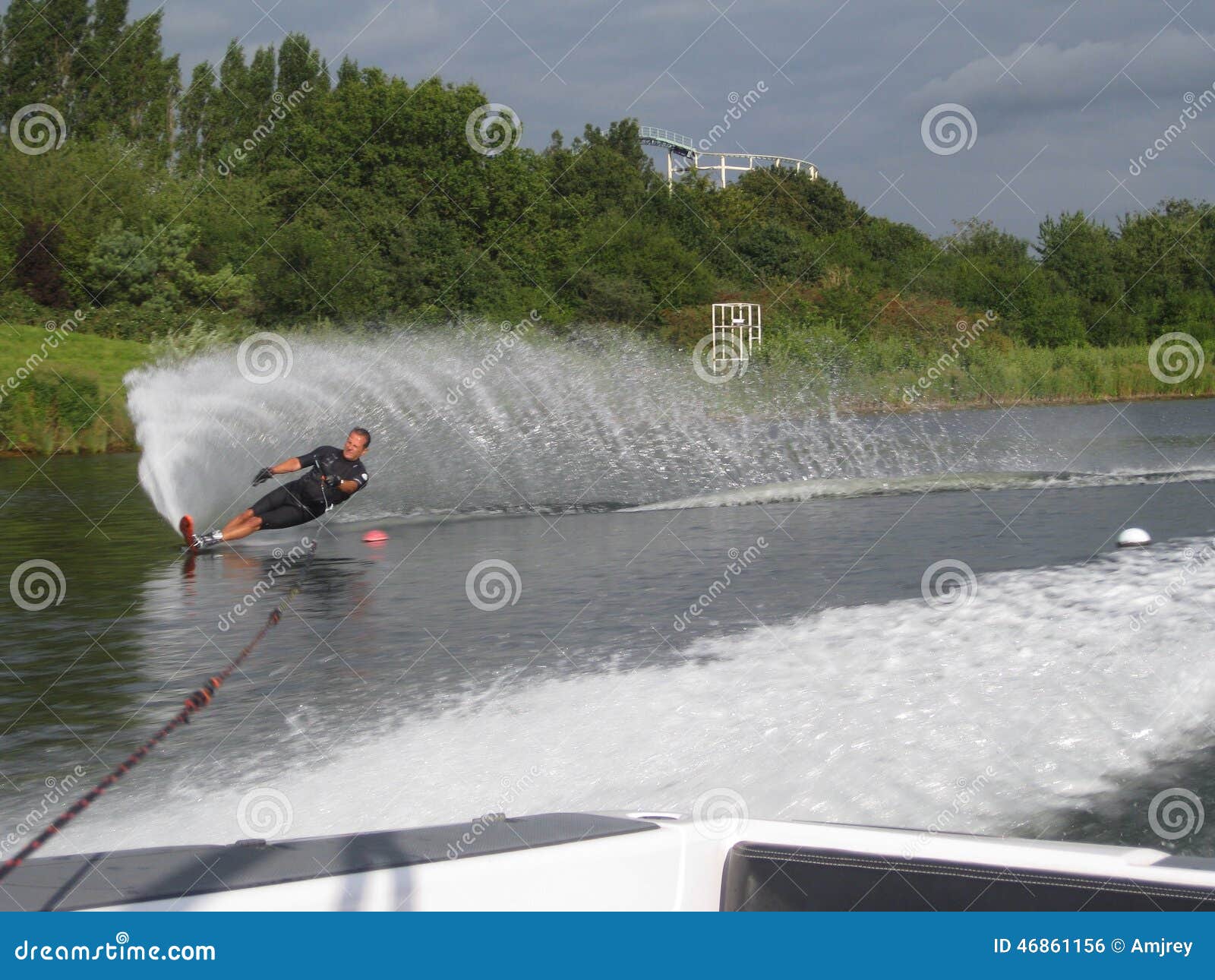 Man waterskiing slalom stock photo. Image of lifestyle - 46861156