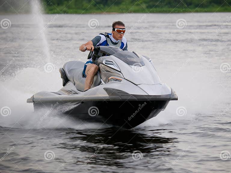 Man on Wave Runner Rides Fast Stock Photo - Image of adrenaline ...
