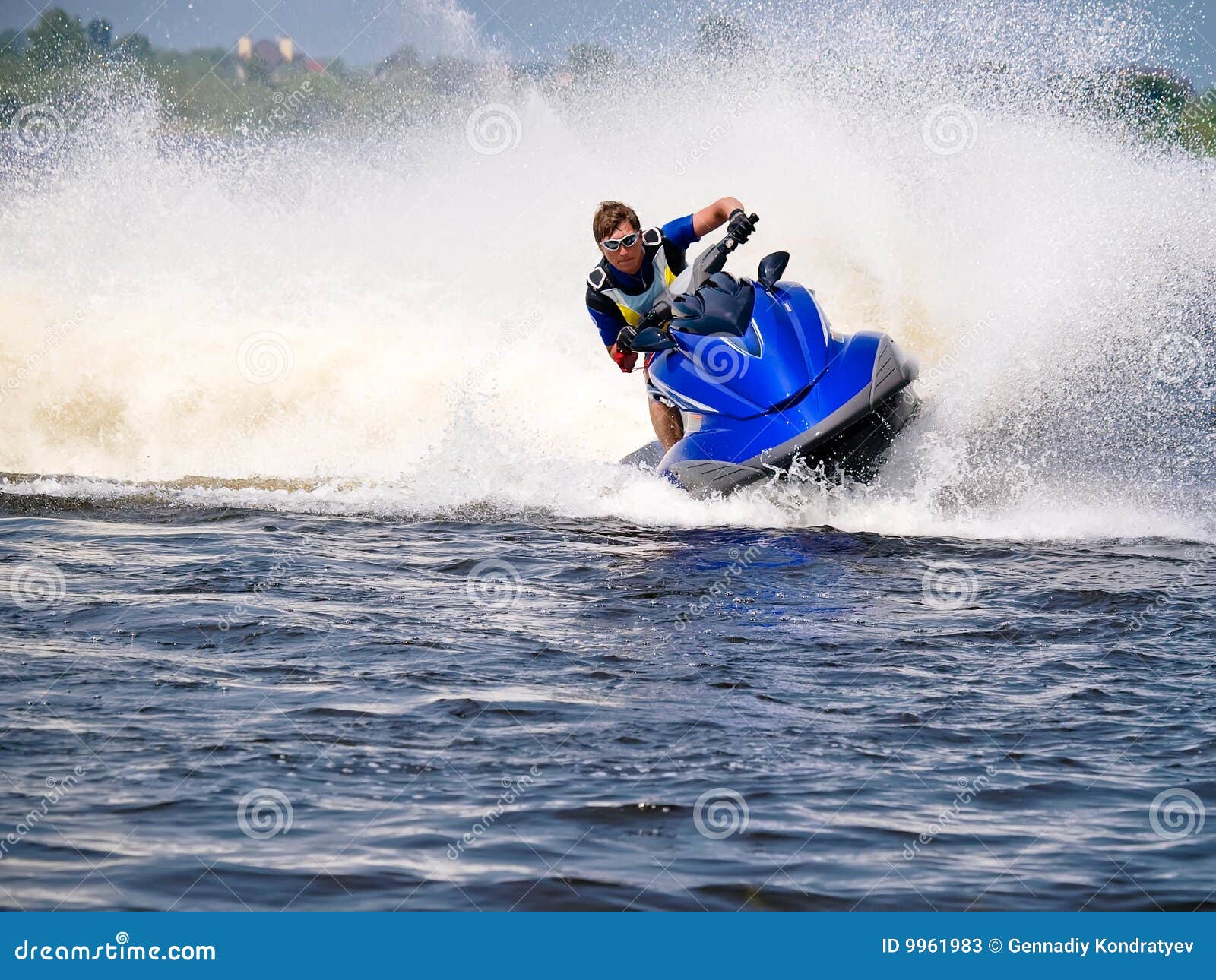 Man on Wave Runner on the Water Stock Image - Image of speed, jetski ...