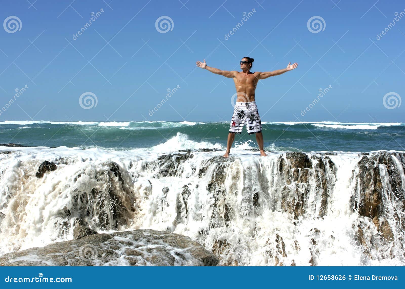 Man and waves stock photo. Image of athletic, figure - 12658626