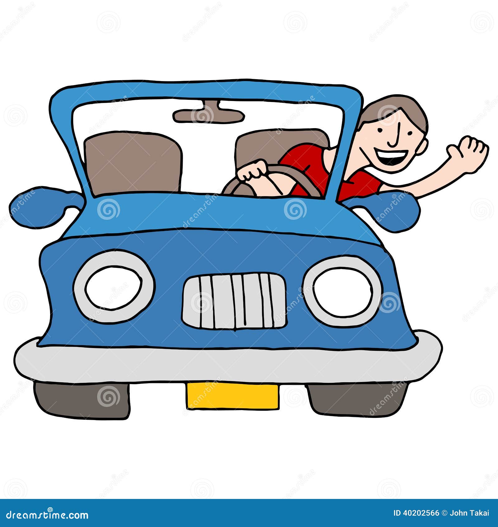 Man Waving from Car stock vector. Illustration of automobile - 40202566