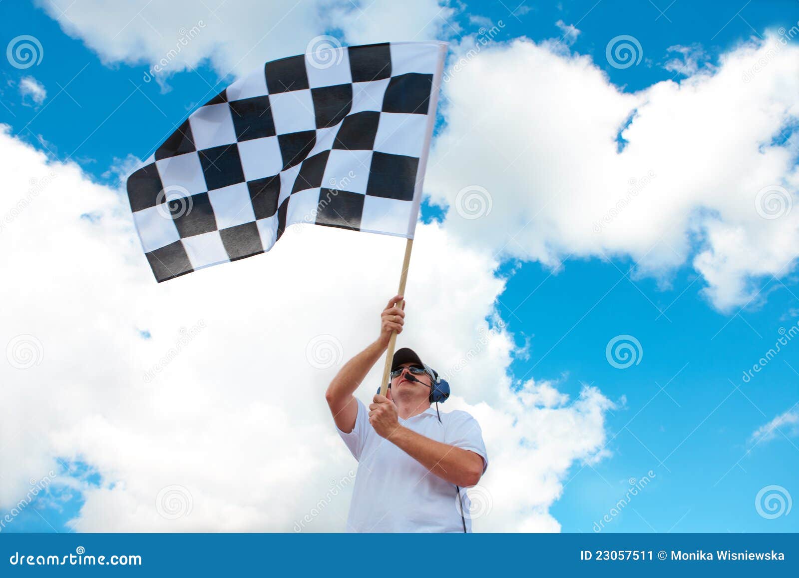 Man Waving A Checkered Flag On A Raceway Royalty-Free Stock Photo ...