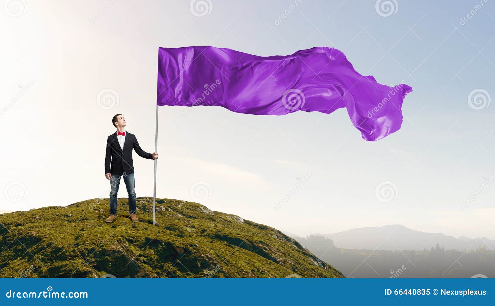 Man with waving flag stock image. Image of stand, wave - 66440835