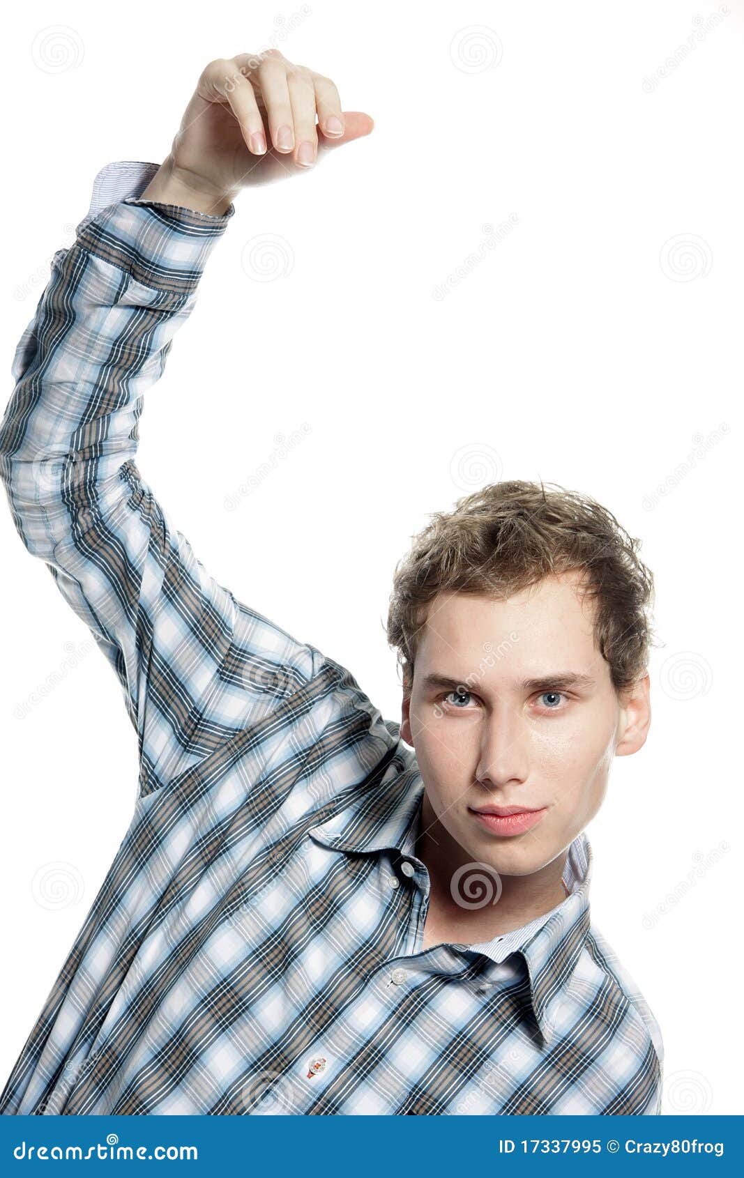 Man Waving Goodbye Over White Stock Image - Image of male, goodbye ...