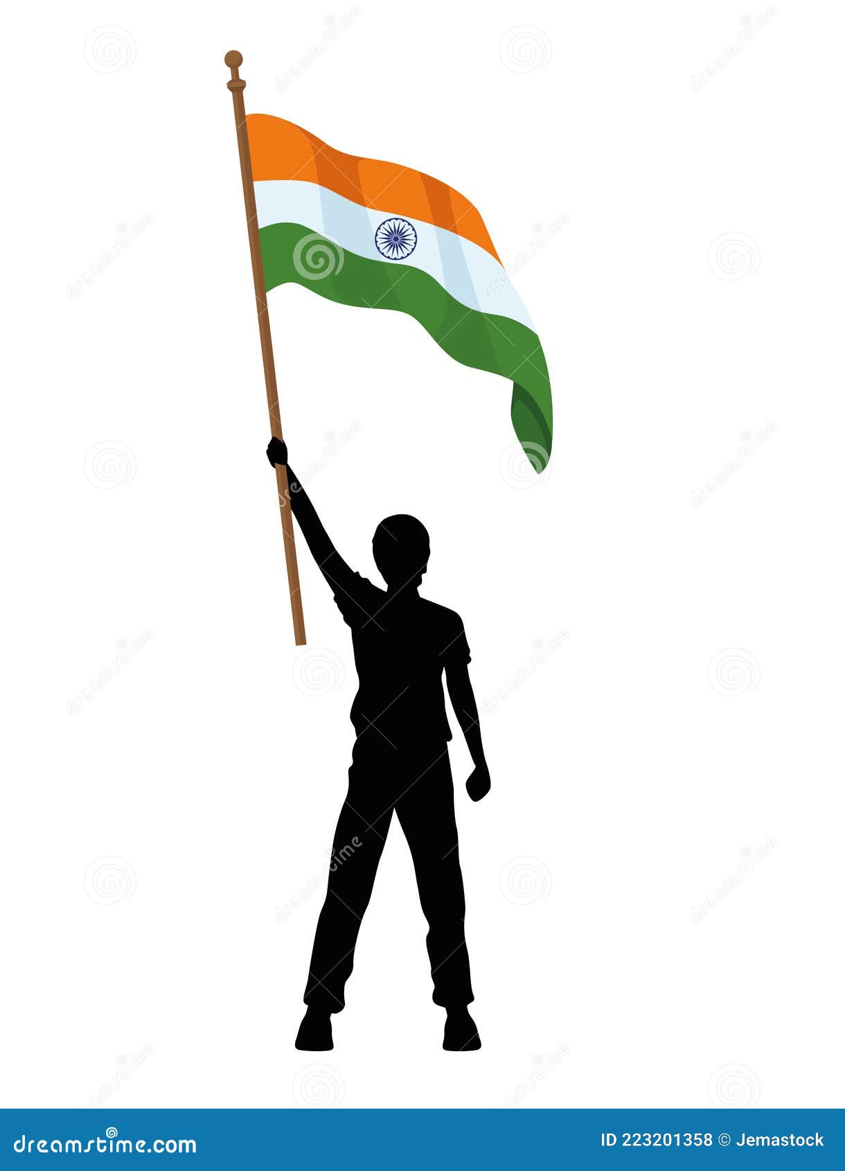 Man waving indian flag stock vector. Illustration of traditional ...