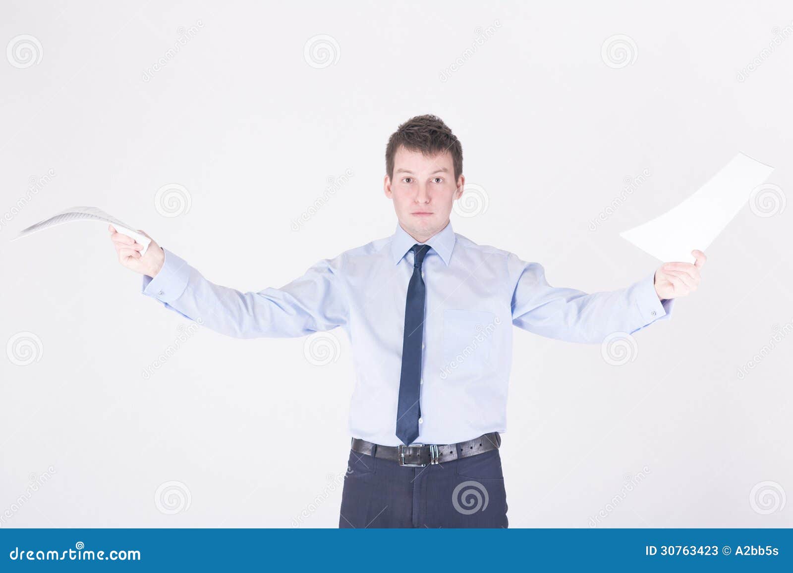 A man waving papers stock image. Image of studio, standing - 30763423