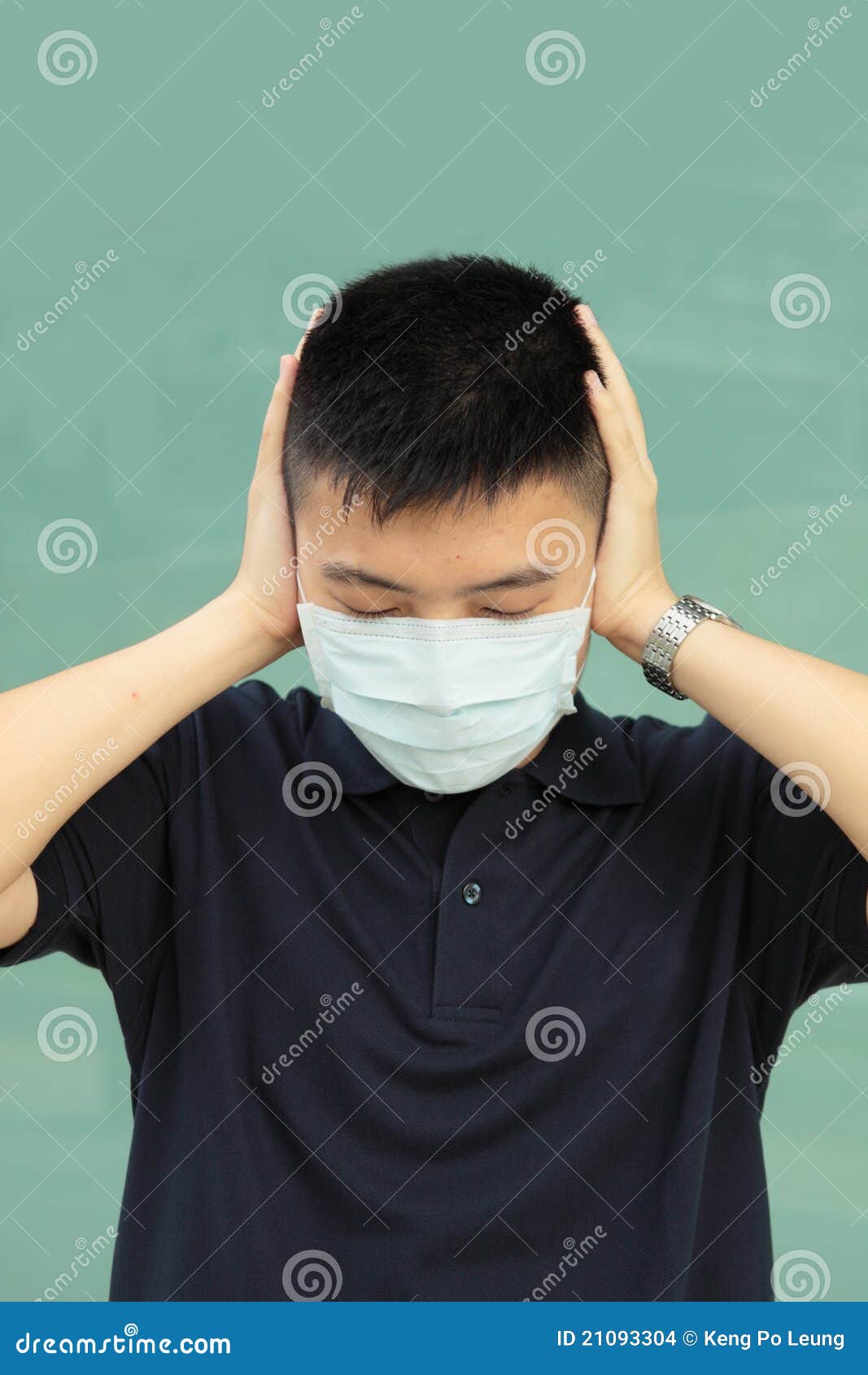Man wear mask stock photo. Image of closed, eyes, deaf - 21093304